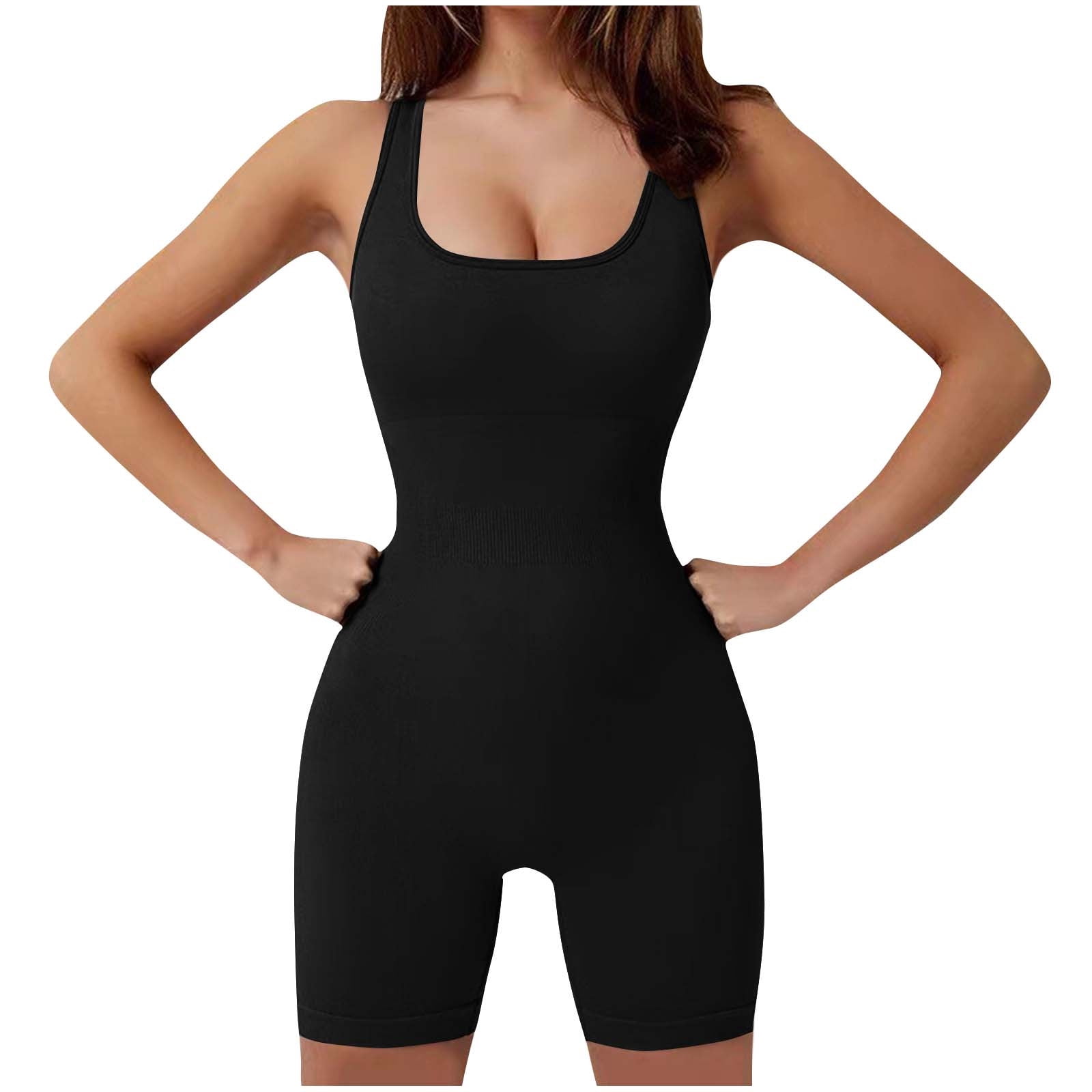 WCMZJ Women's Bodysuit Yoga Workout Romper One Piece Outfits Ribbed ...