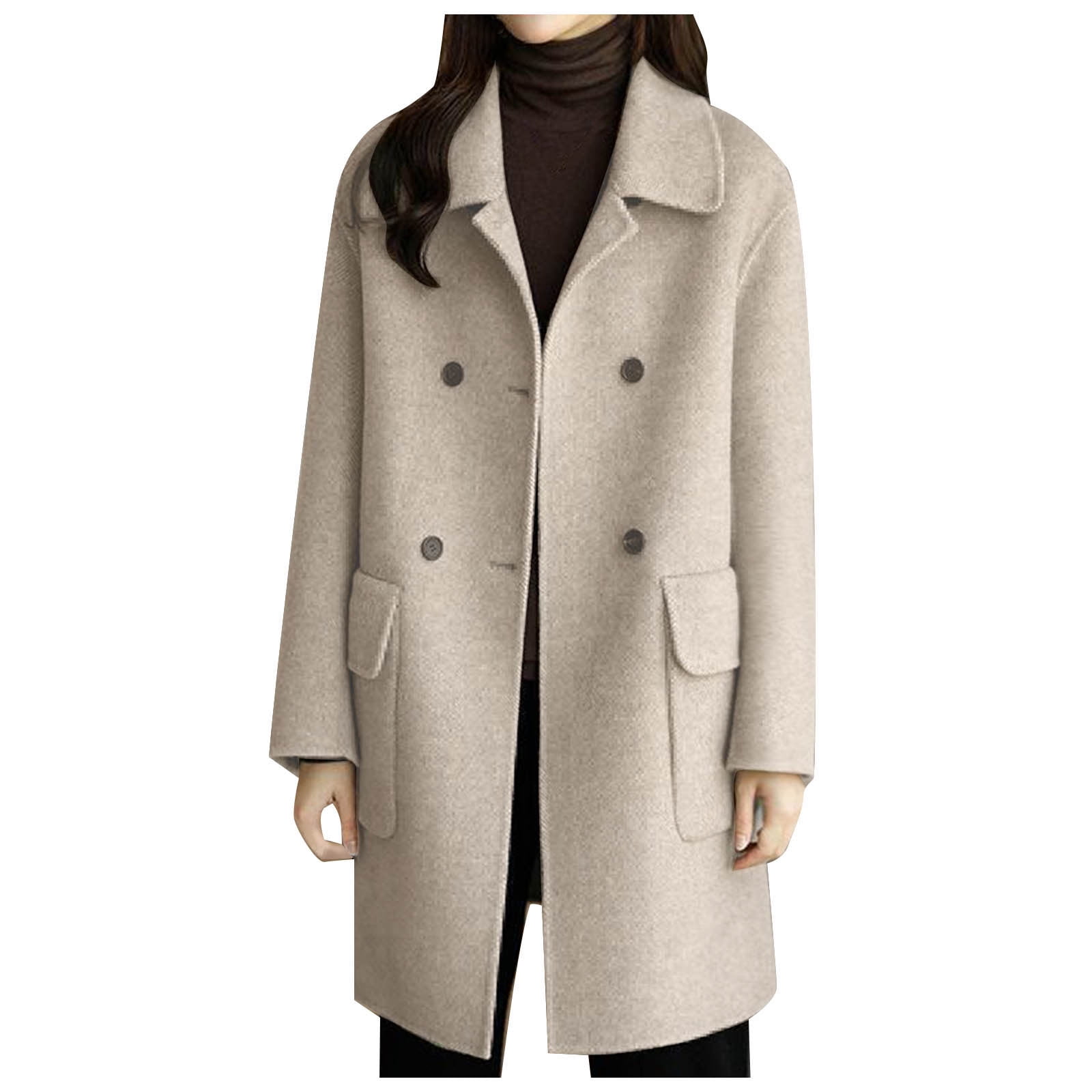 WCMZJ Women's Notched Lapel Collar Double Breasted Spring Winter Coats ...