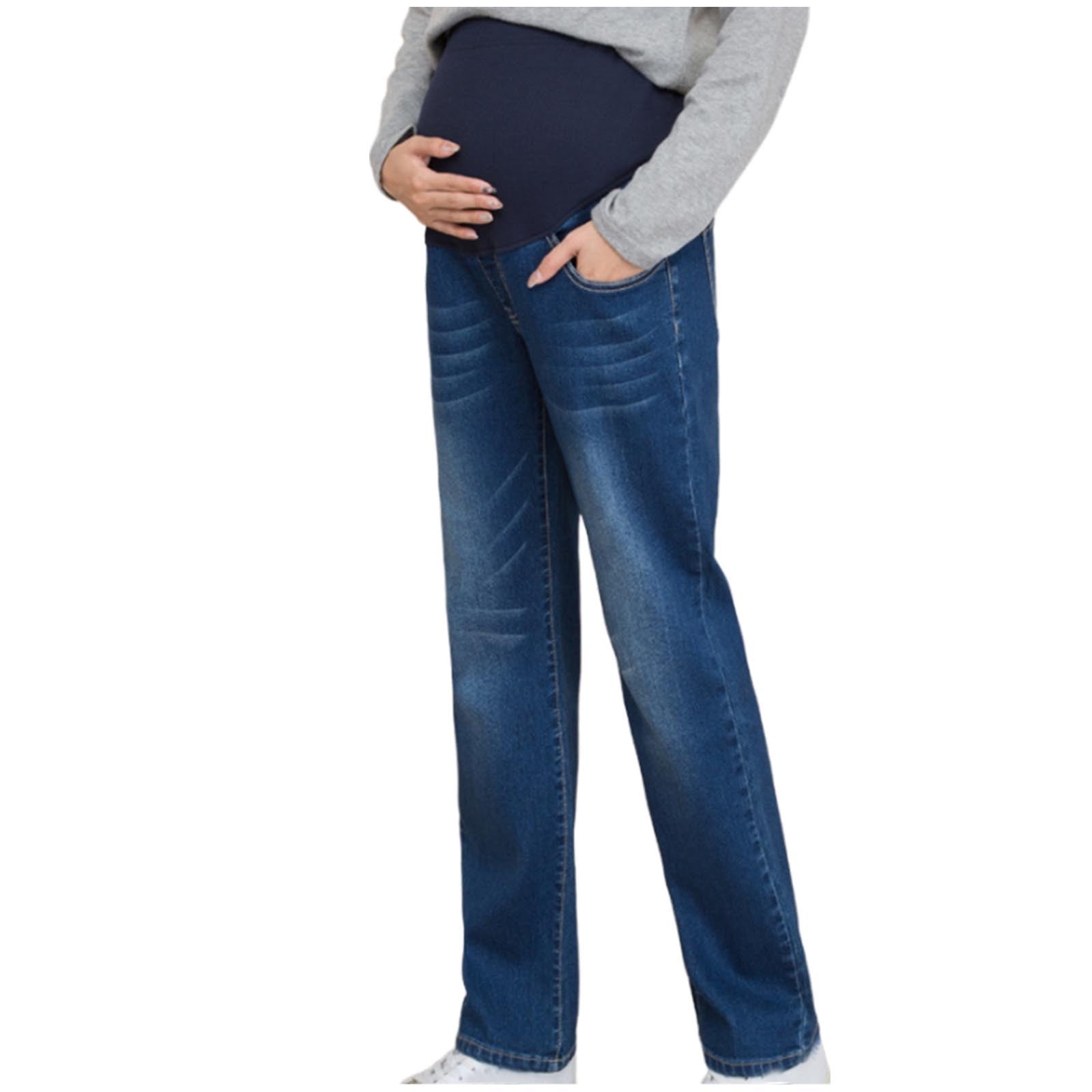 WCMZJ Women's Stretch Maternity Bootcut Jeans with Pockets Over The ...