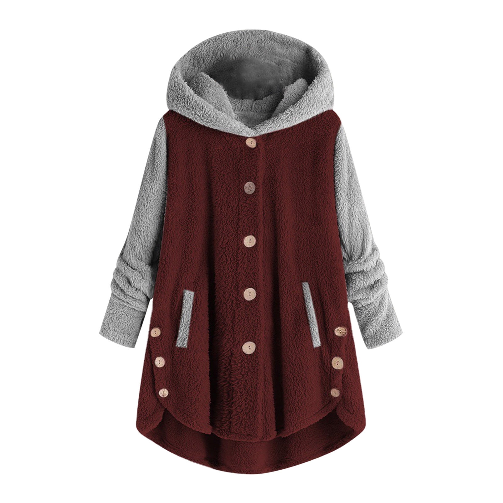 WCMZJ Womens Long Fleece Sherpa Hoodie Winter Warm Fuzzy Jacket Coats ...