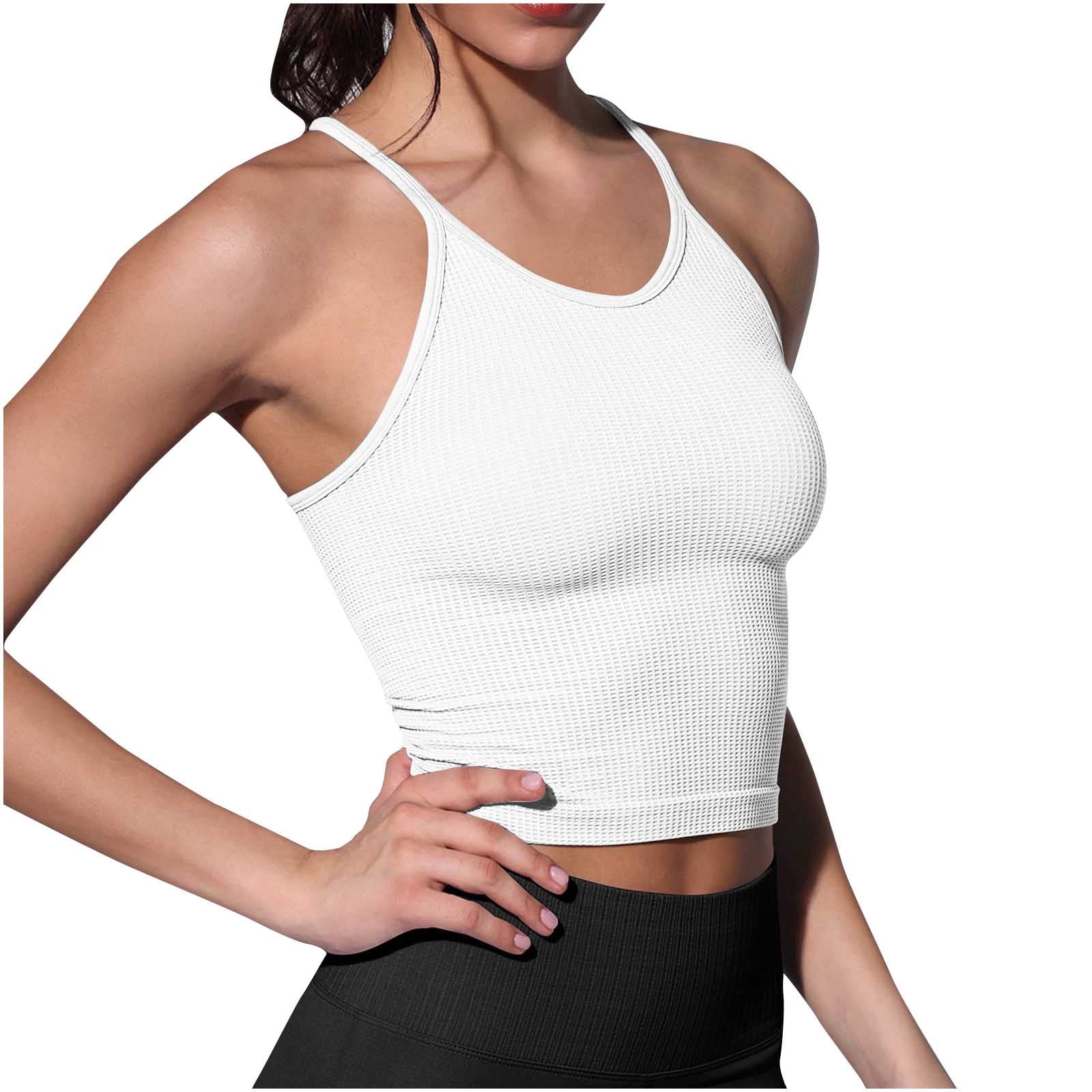 WCMZJ Womens Sports Bra Seamless Long Crop Tank Racer Back Spaghetti ...