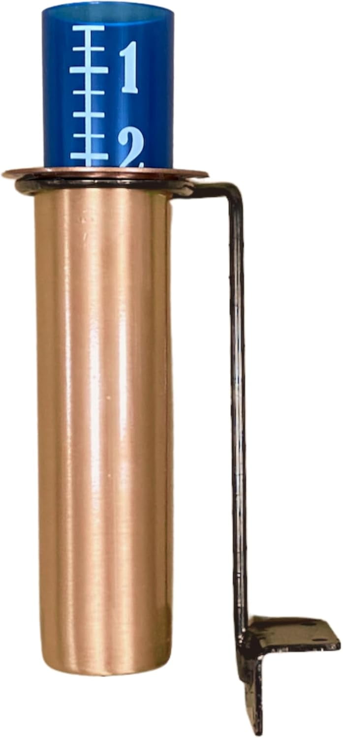 WCRG Copper Rain Gauge for Yard, Wood Rail Steel Mount - Outdoor ...