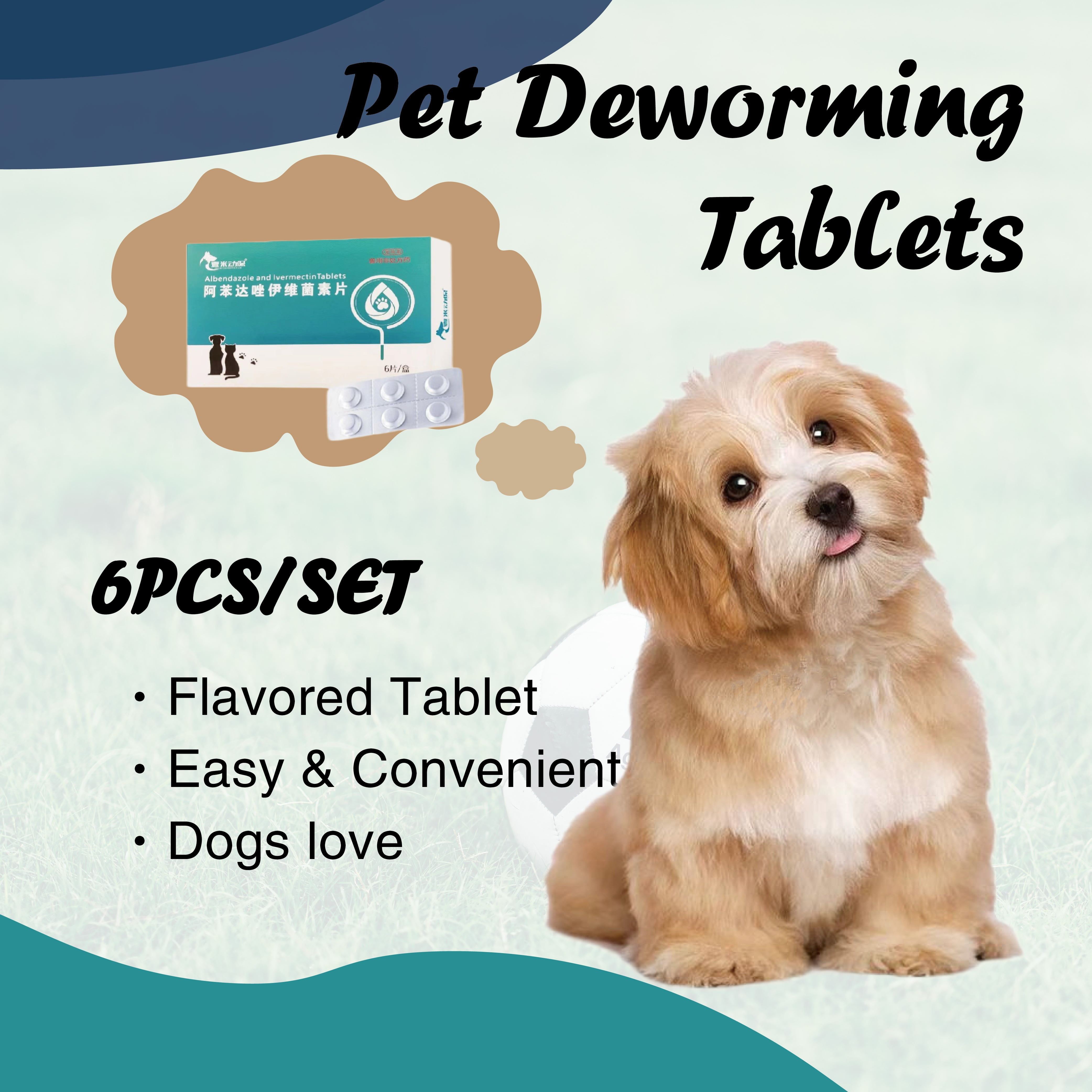 WCUCV Dewormer for Puppies, Cats & Dogs Tapeworm Dewormer 6 Tablets/box ...