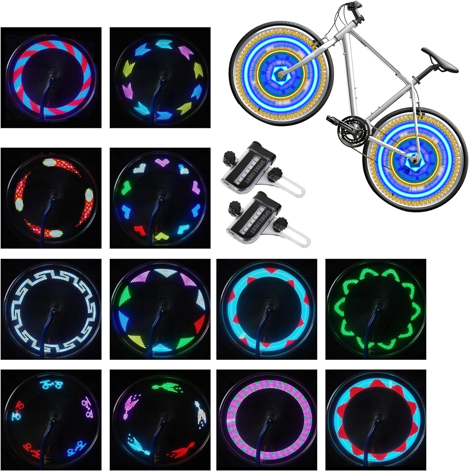 WCX Bike Wheel Lights (2 Pack) - LED Waterproof Bicycle Spoke Tire ...