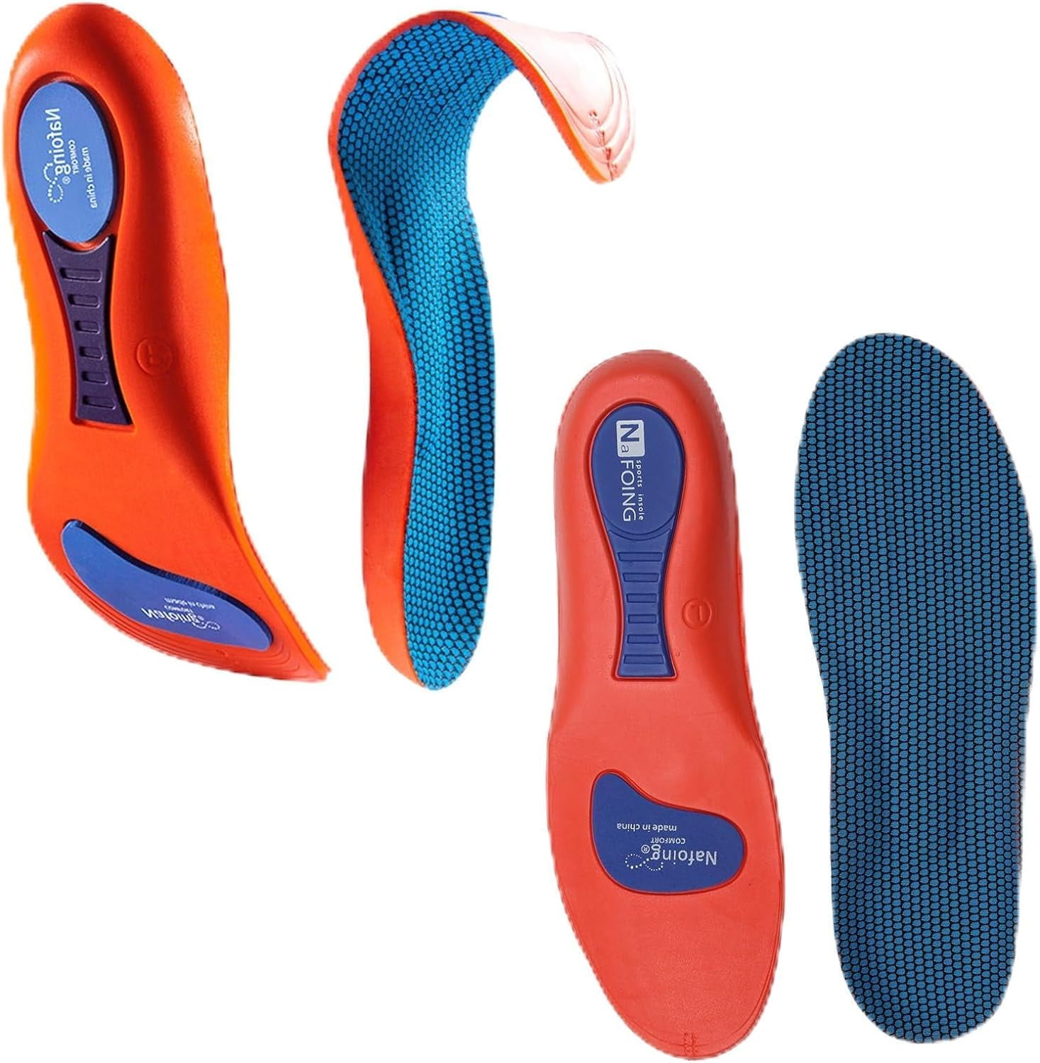 WCX Gel Shoe Insoles for Plantar Flat Feet Work Massaging Running ...