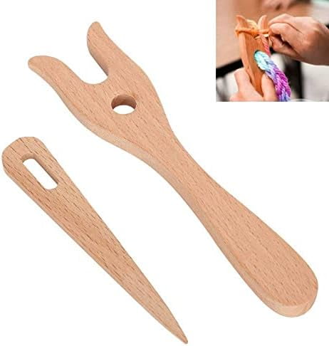 WCX Knitting Fork and Eye Needle Kit Wood Cord Making Hand Cut Lucet ...