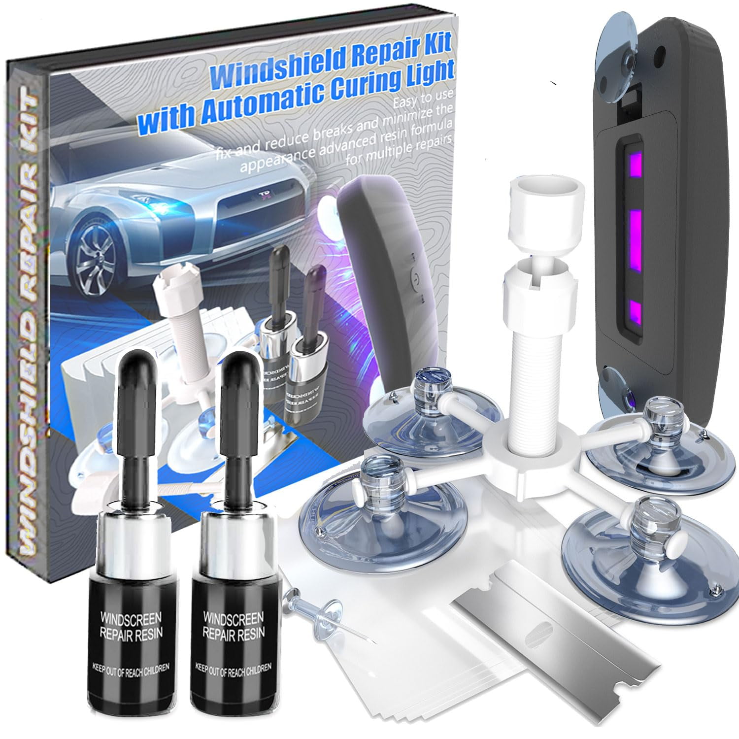 WD-40 Windshield Repair Kit, 2 PCS Windshield Crack Repair Kit with ...