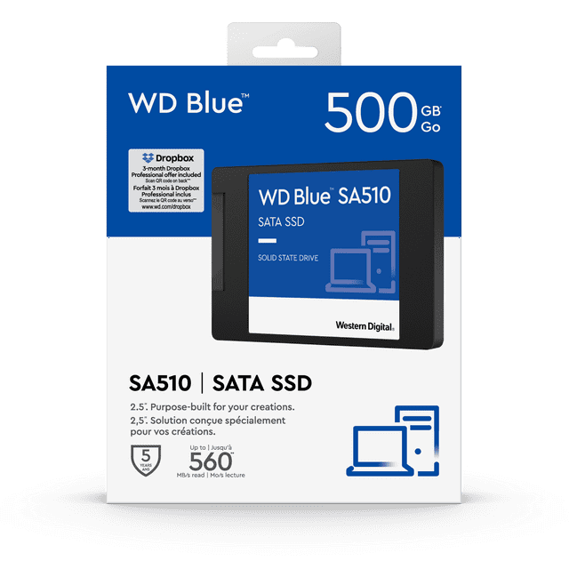 WD Blue 500GB SA510 SATA SSD - Internal Drive with Cyber Protection - Walmart.com