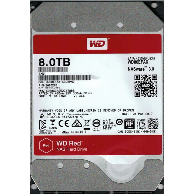 WD RED NAS HARD DRIVE, 8TB SATA, 3.5inch, 256MB - Walmart.com