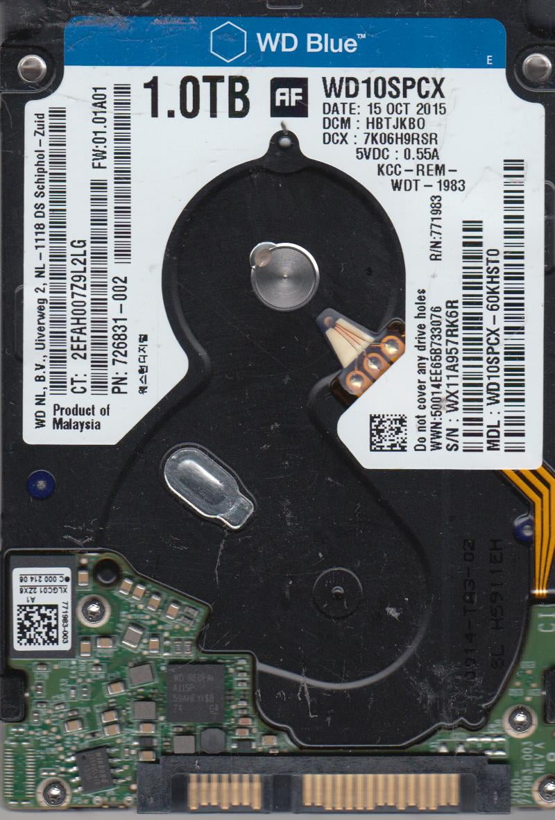 WD10SPCX-60KHST0, DCM HBTJKBO, Western Digital 1TB SATA 2.5 Hard Drive ...