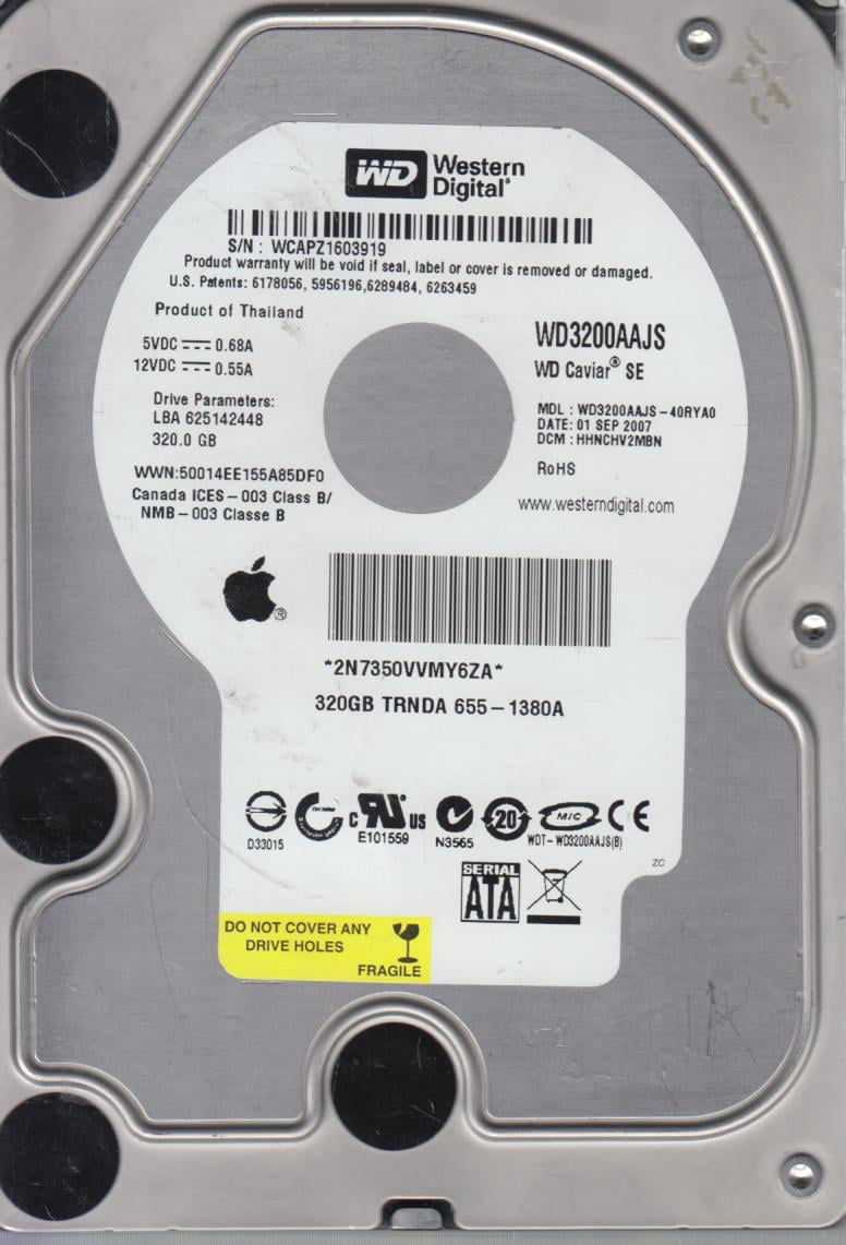 WD3200AAJS-40RYA0, DCM HHNCHV2MBN, Western Digital 320GB SATA 3.5 Hard ...