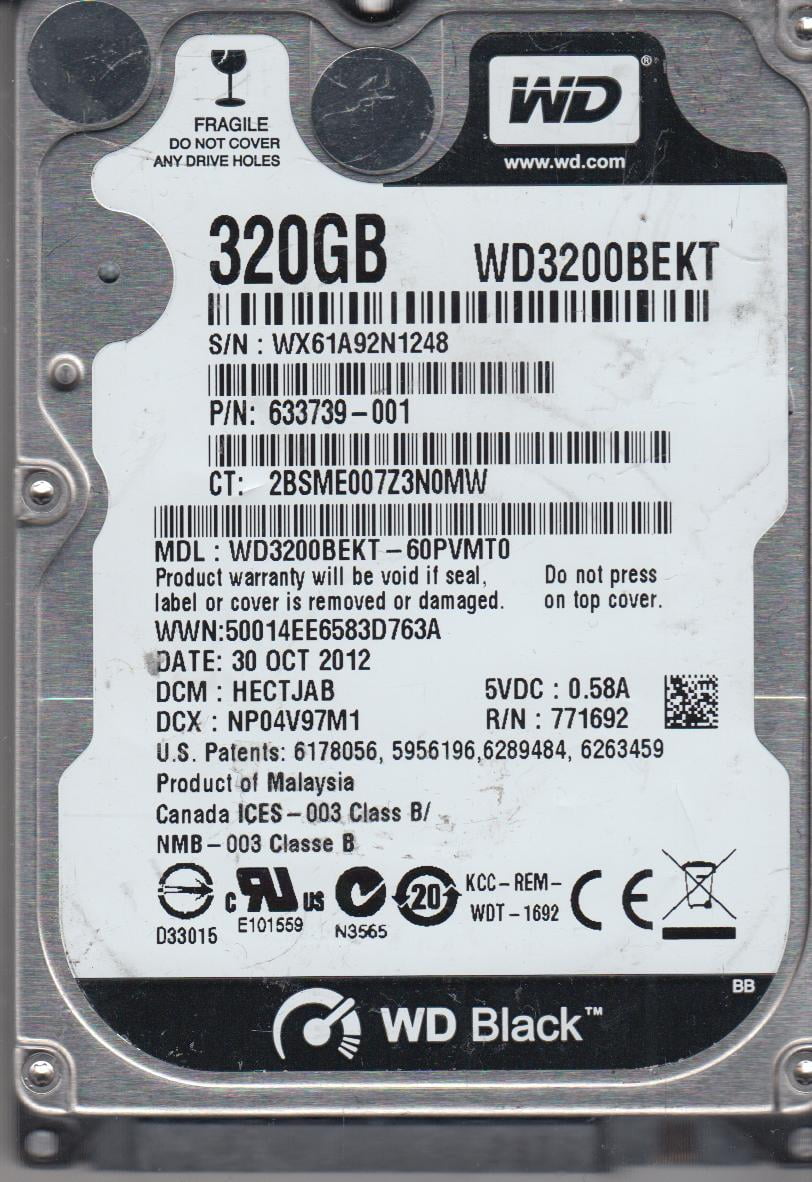 WD3200BEKT-60PVMT0, DCM HECTJAB, Western Digital 320GB SATA 2.5 Hard ...