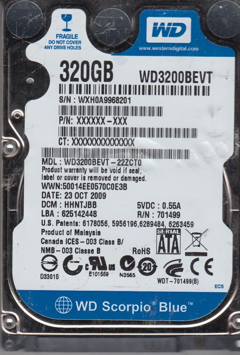 WD3200BEVT-22ZCT0, DCM HHNTJBB, Western Digital 320GB SATA 2.5 Hard ...