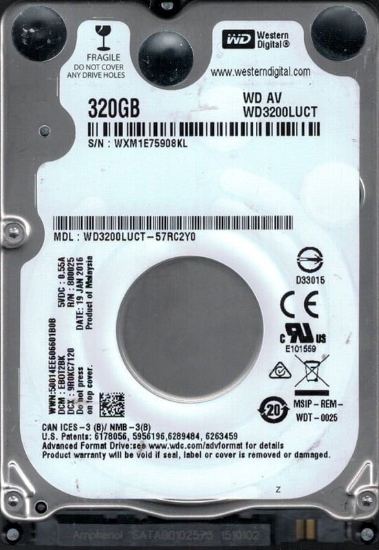 WD3200LUCT-57RC2Y0 DCM: EBOT2BK WXM1E Western Digital 320GB - Walmart.com