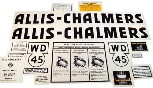 WD45 Decal Set Black Mylar fits Allis Chalmers WD45 - Walmart.com