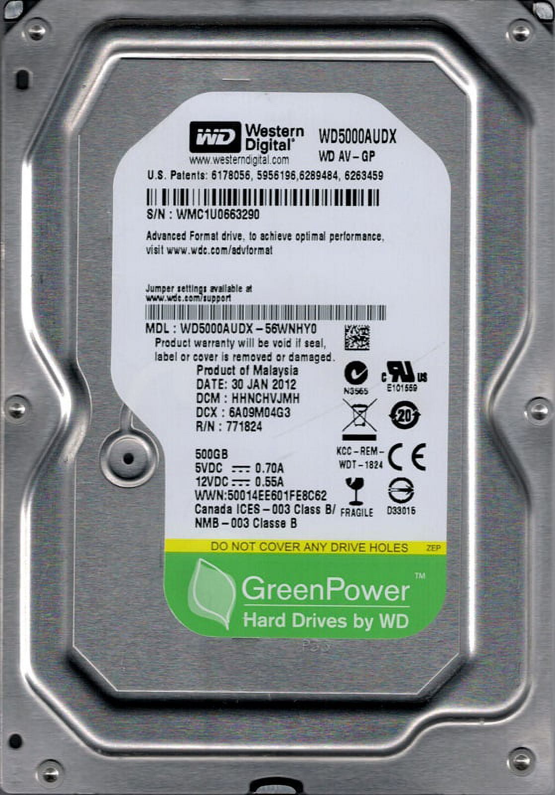 WD5000AUDX-56WNHY0 DCM: HHNCHVJMH WMC1U Western Digital 500GB - Walmart.com