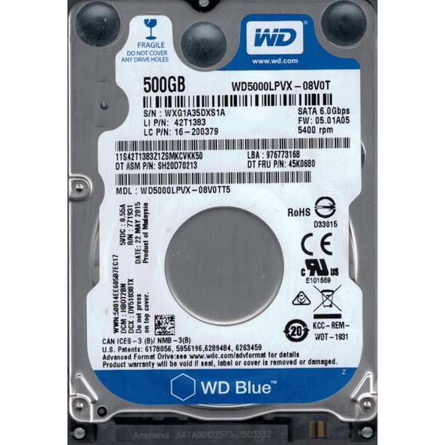 WD5000LPVX-08V0TT5 DCM: HBOT2BN Western Digital 500GB - Walmart.com