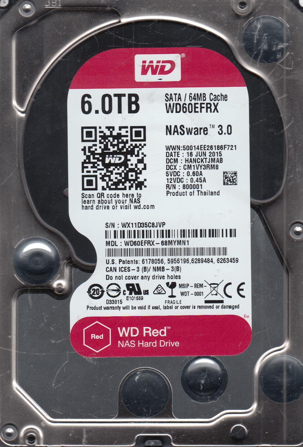 WD60EFRX-68MYMN1, DCM HANCKTJMAB, Western Digital 6TB SATA 3.5 Hard ...