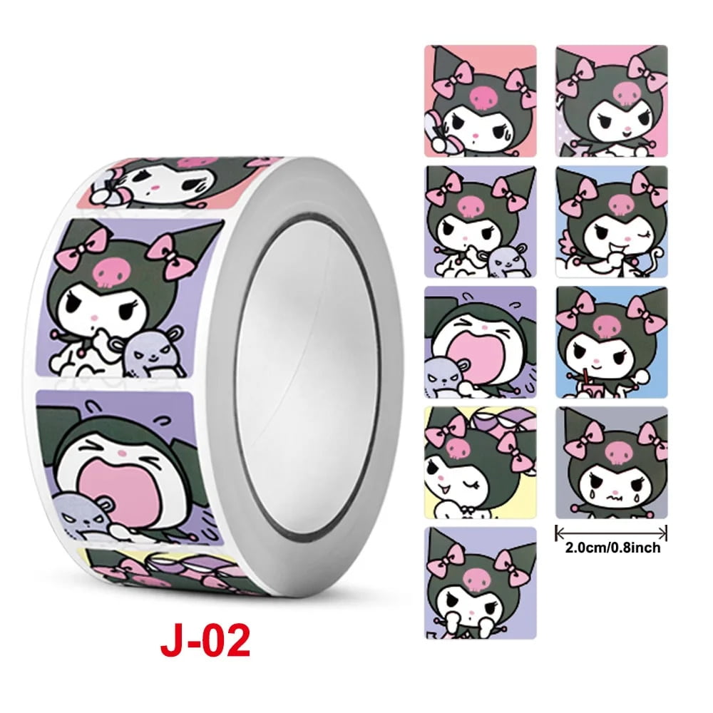 WDAIDJ 2024 New 500Pcs/roll Cute Sanrio Stickers Cartoon Kuromi ...