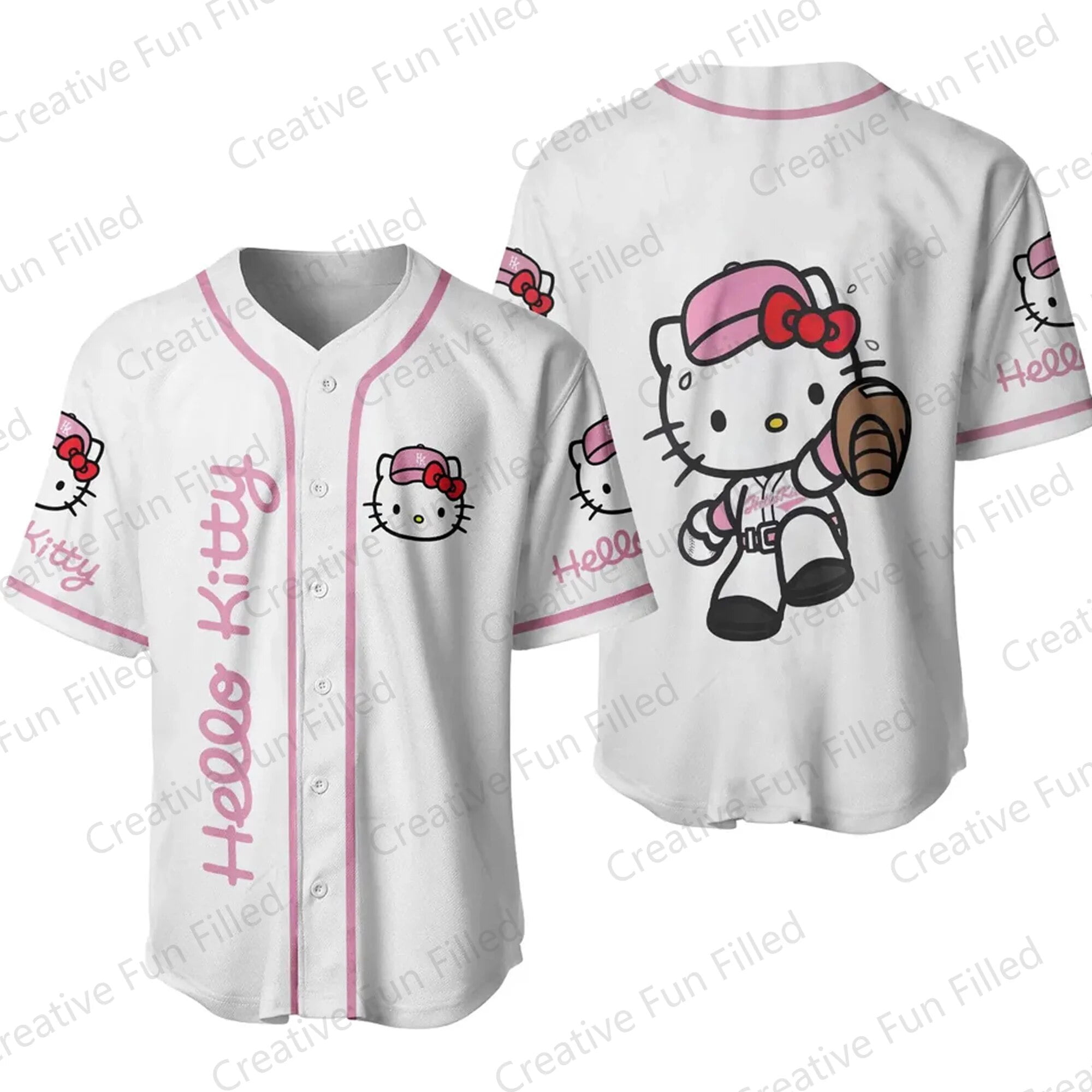 WDAIDJ 2024 New Arrival Cartoon Kawaii Hello Kitty Baseball Jersey ...