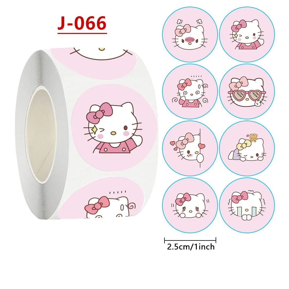 WDAIDJ 500pcs/Roll Cartoon Sanrio Stickers Kawaii Hello Kitty Kuromi ...