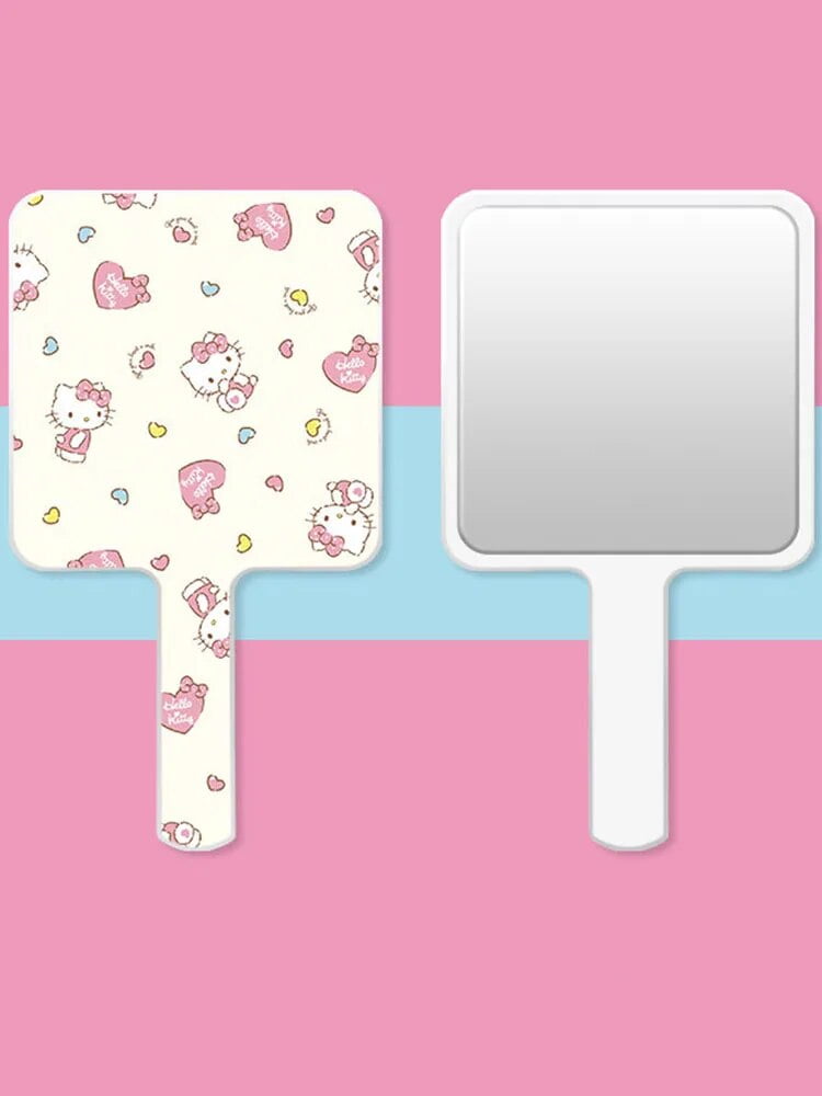 WDAIDJ Kawaii Sanrio Anime Handle Mirror Cute Hello Kitty Cartoon High ...