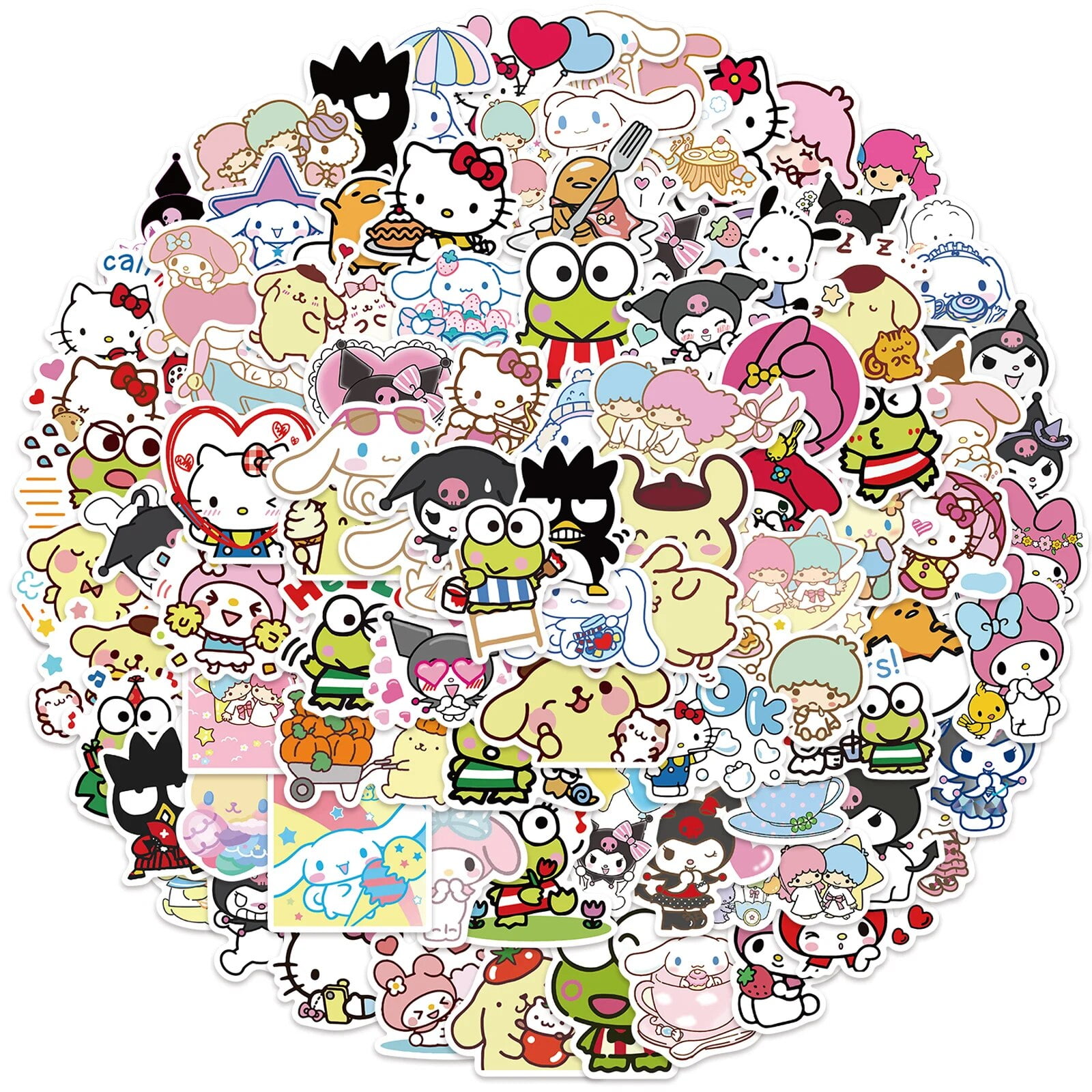 WDAIDJ My Melody Kawaii Round Cute Cartoon Decals Stickers, 50/100 ...