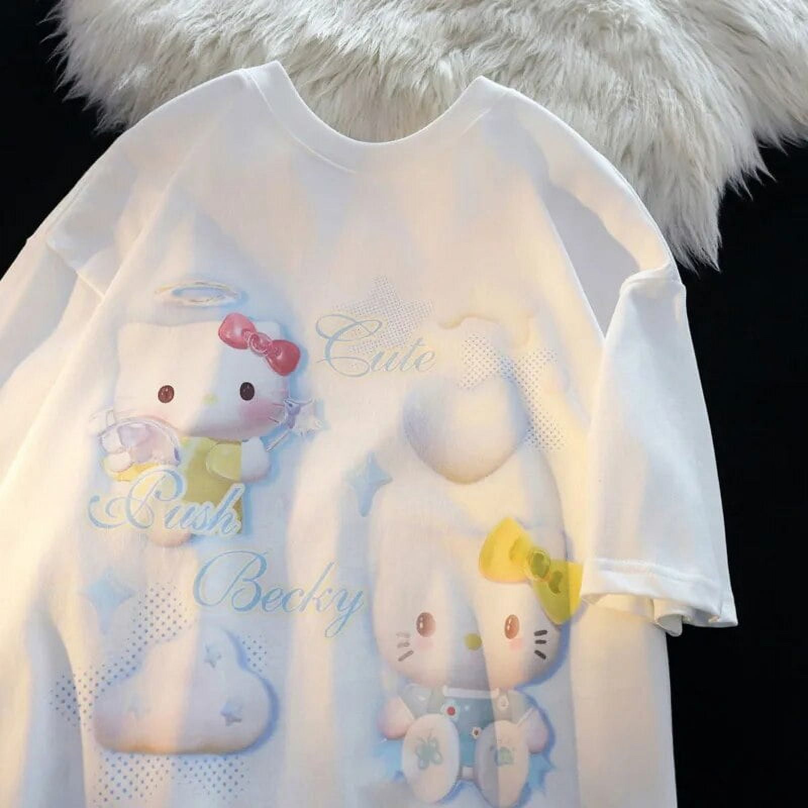 WDAIDJ Sanrio Hip Hop Yk2 Hello Kitty T-shirt 90s New 2024 Summer ...