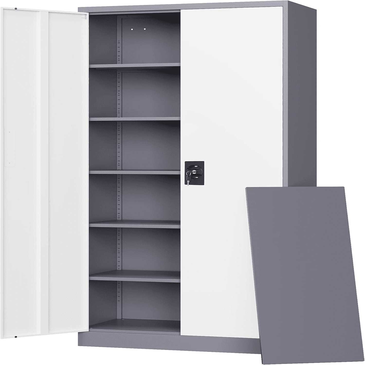 WDCRFZP Metal Storage Cabinets with Lock Door 2 Adjustable Shelves ...