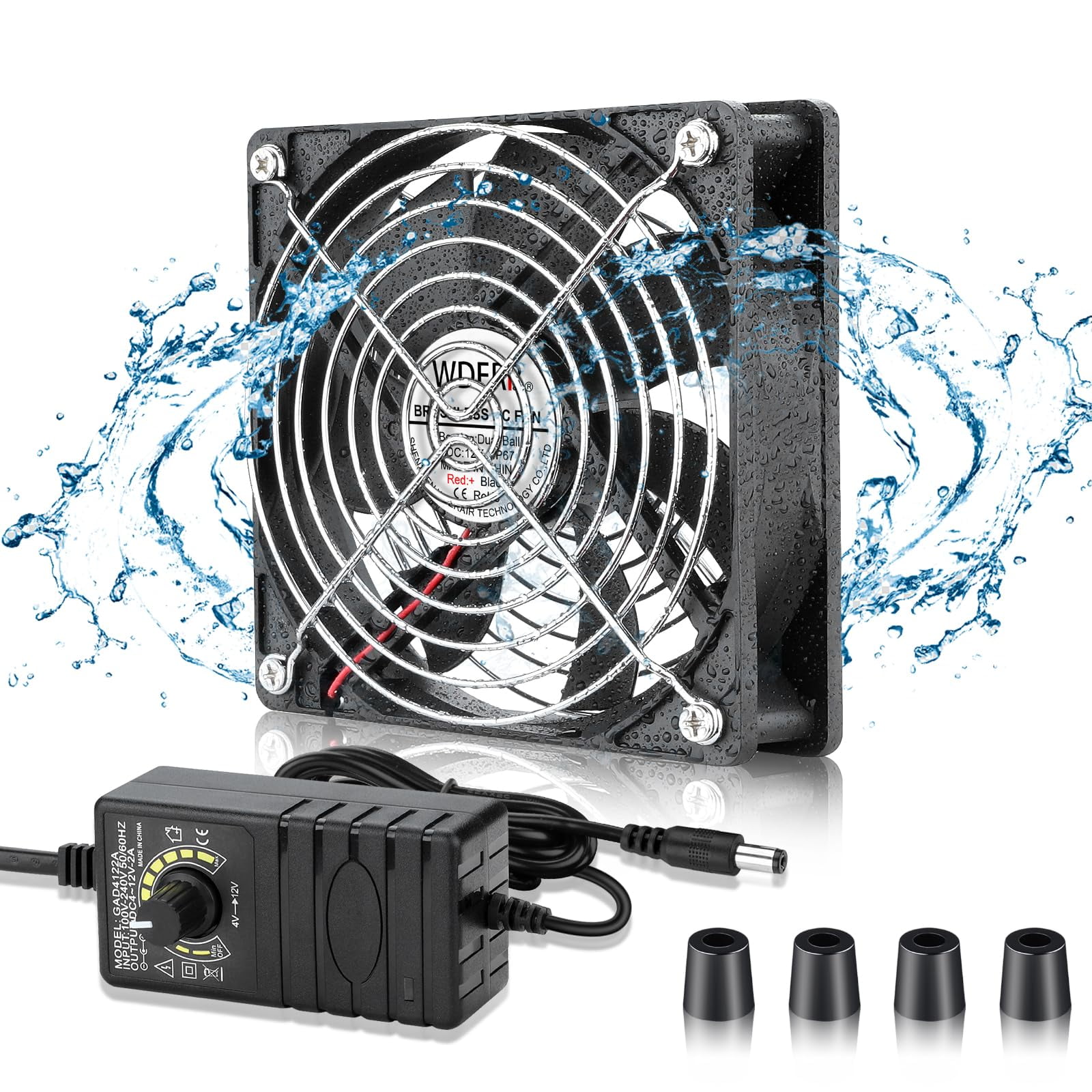 WDERAIR 120mm x 25mm RRF12 Small IP67 Waterproof Computer Cooling Fan ...