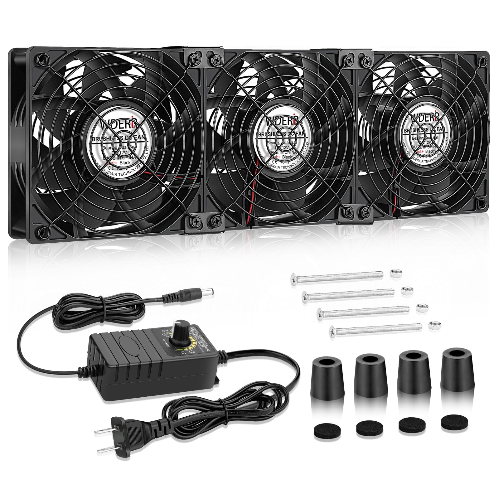 WDERAIR 3 x 120mm KEF16 Big Airflow Computer Fan AC 110V 120V 220V 240V ...