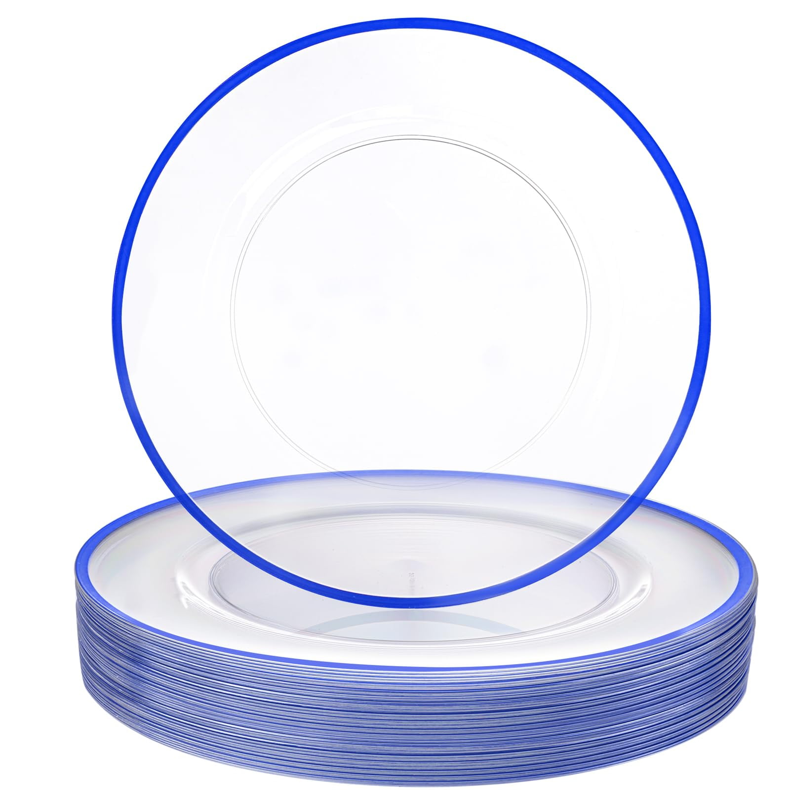 WDF 12 Inch Disposable Charger Plates - 25Pack Plastic Clear and Blue ...