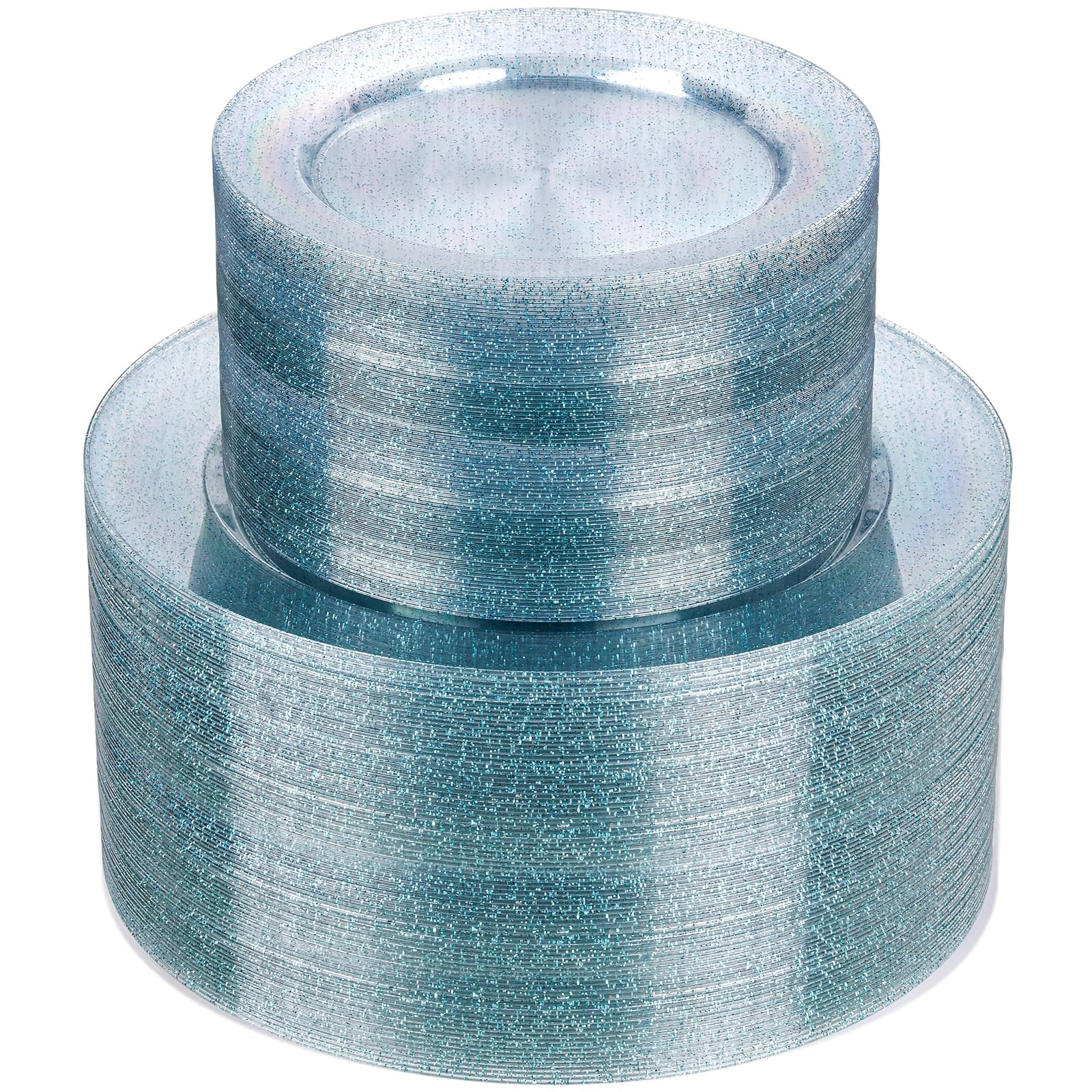 WDF 200PCS Blue DEF29 Plates - Blue Glitter Plates - Heavy Duty Blue ...