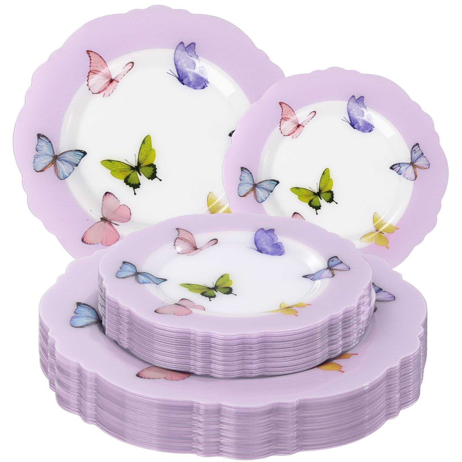 WDF 20PCS Purple Butterfly Plates - AFN1Baroque Spring Plates ...