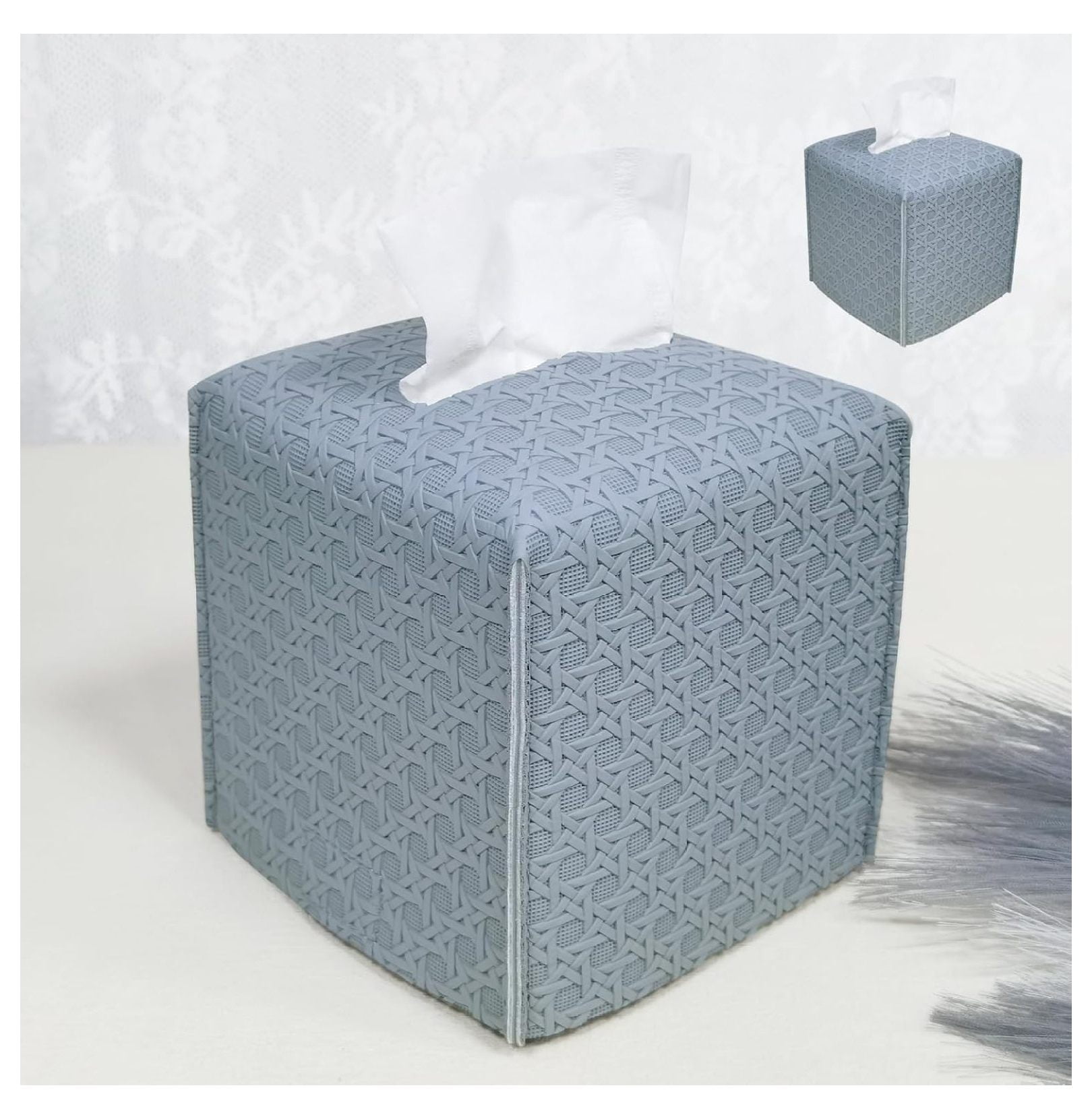 WDNMD9418 2 Pack Tissue Box Cover, Square PU Leather Tissue Holder ...