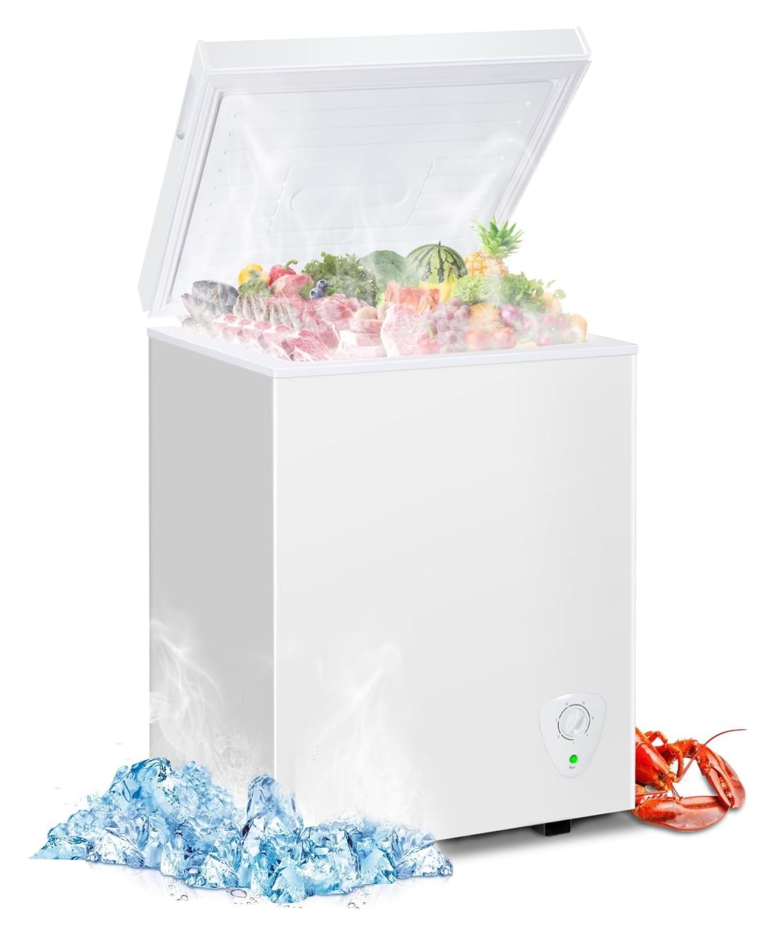 WDNMD9418 Chest Freezer - Compact Deep Freezer 7 Adjustable Temperature ...