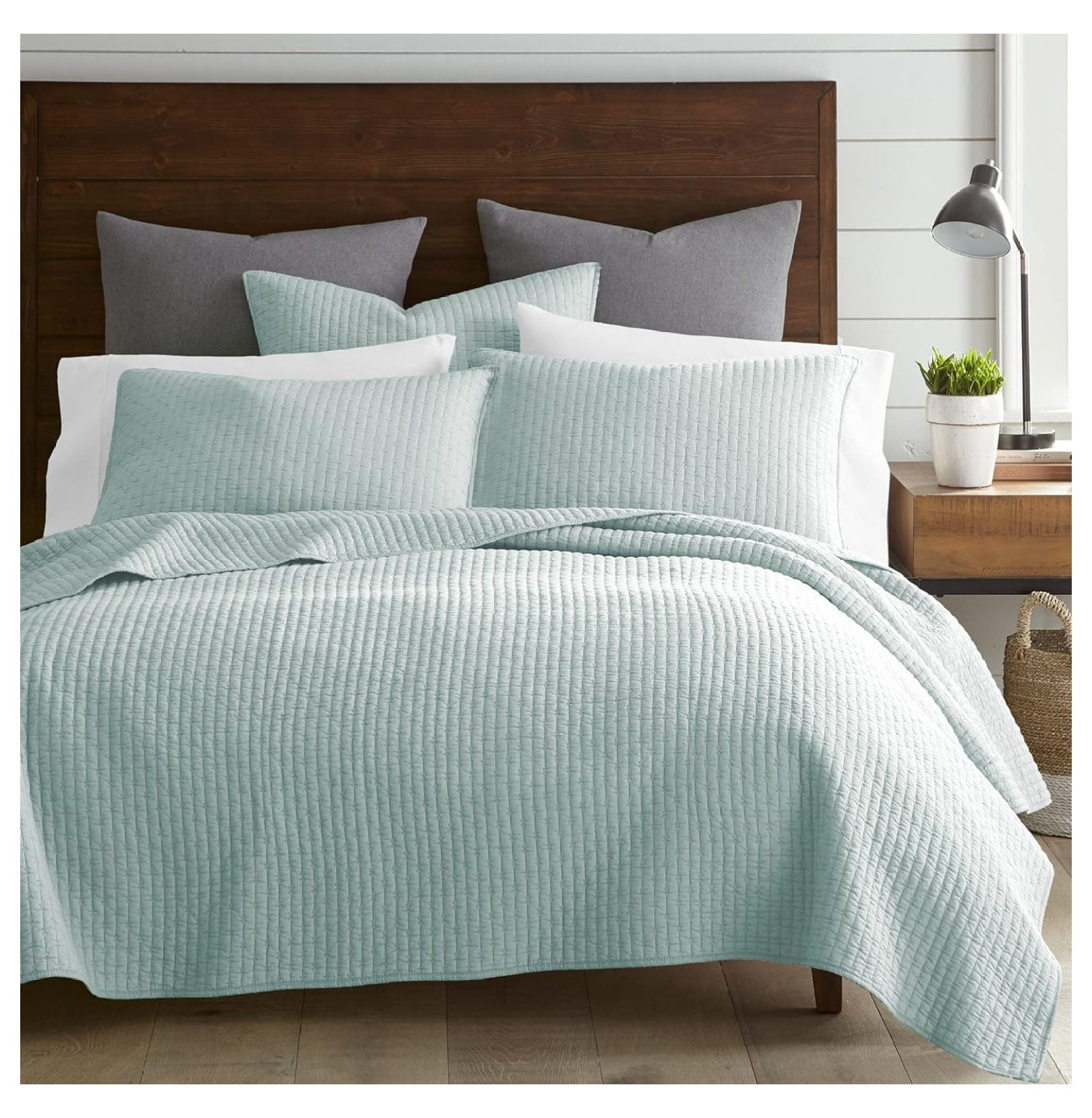 WDNMD9418 - Cross Stitch Blue Haze Quilt Set - 100% Cotton - Full/Queen ...