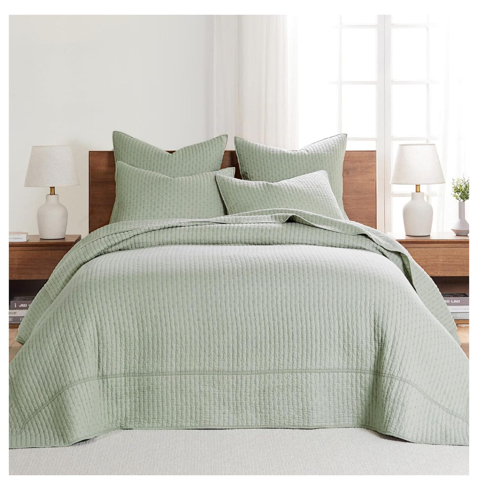 WDNMD9418 - Cross Stitch Desert Sage Bedspread Set - Full Bedspread and ...