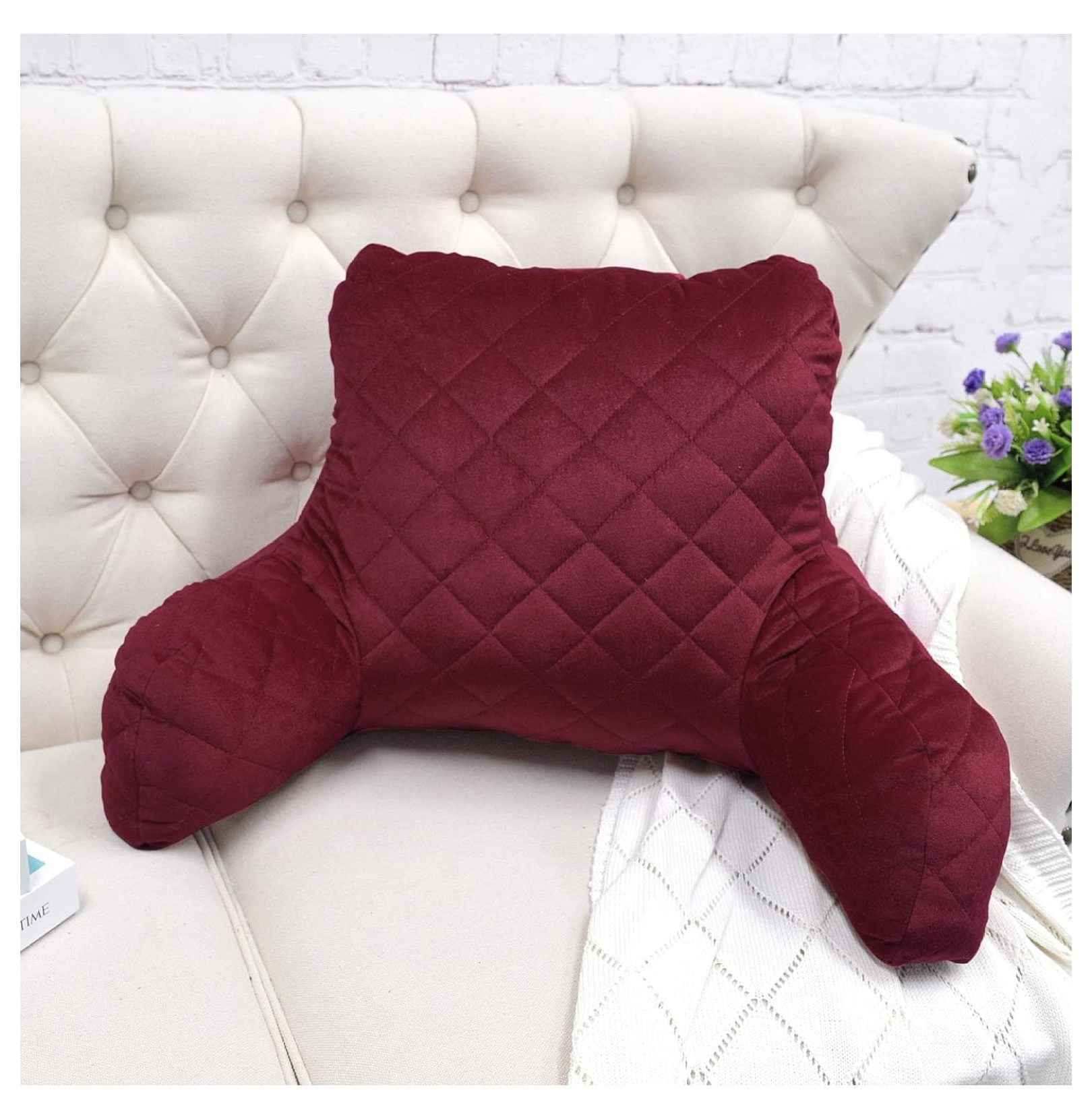 WDNMD9418 DO-IT-Yourself Velvet Quilted Bed Rest Reading Pillow Cover ...
