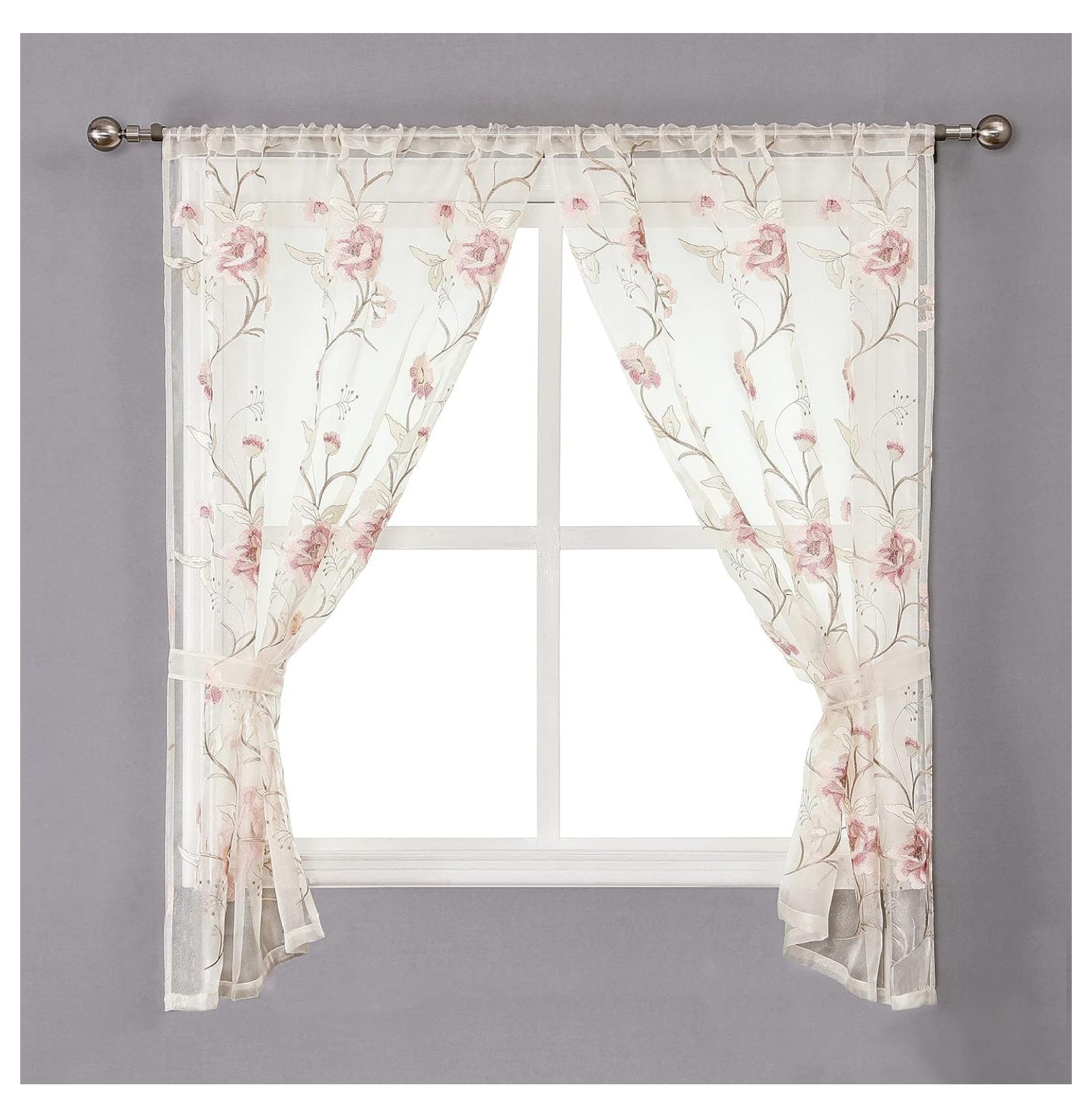 WDNMD9418 Dublin Rose, WINDOW CURTAIN, Beige - Walmart.com