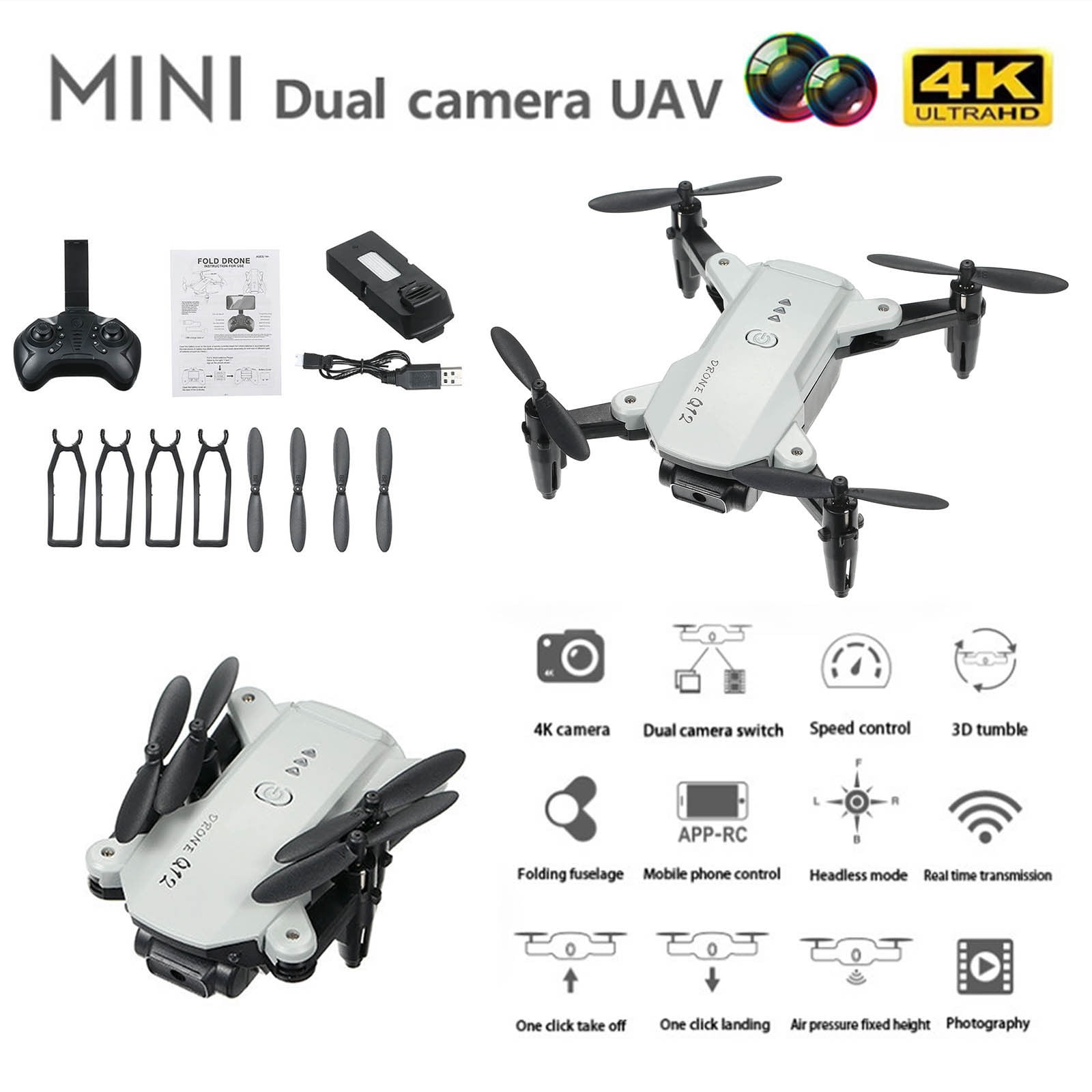 WDOBM Electronics Kit,Electronic Clearance,Mini Camera HD 4K Mini FPV Drone Q12 WiFi Camera Mini ...