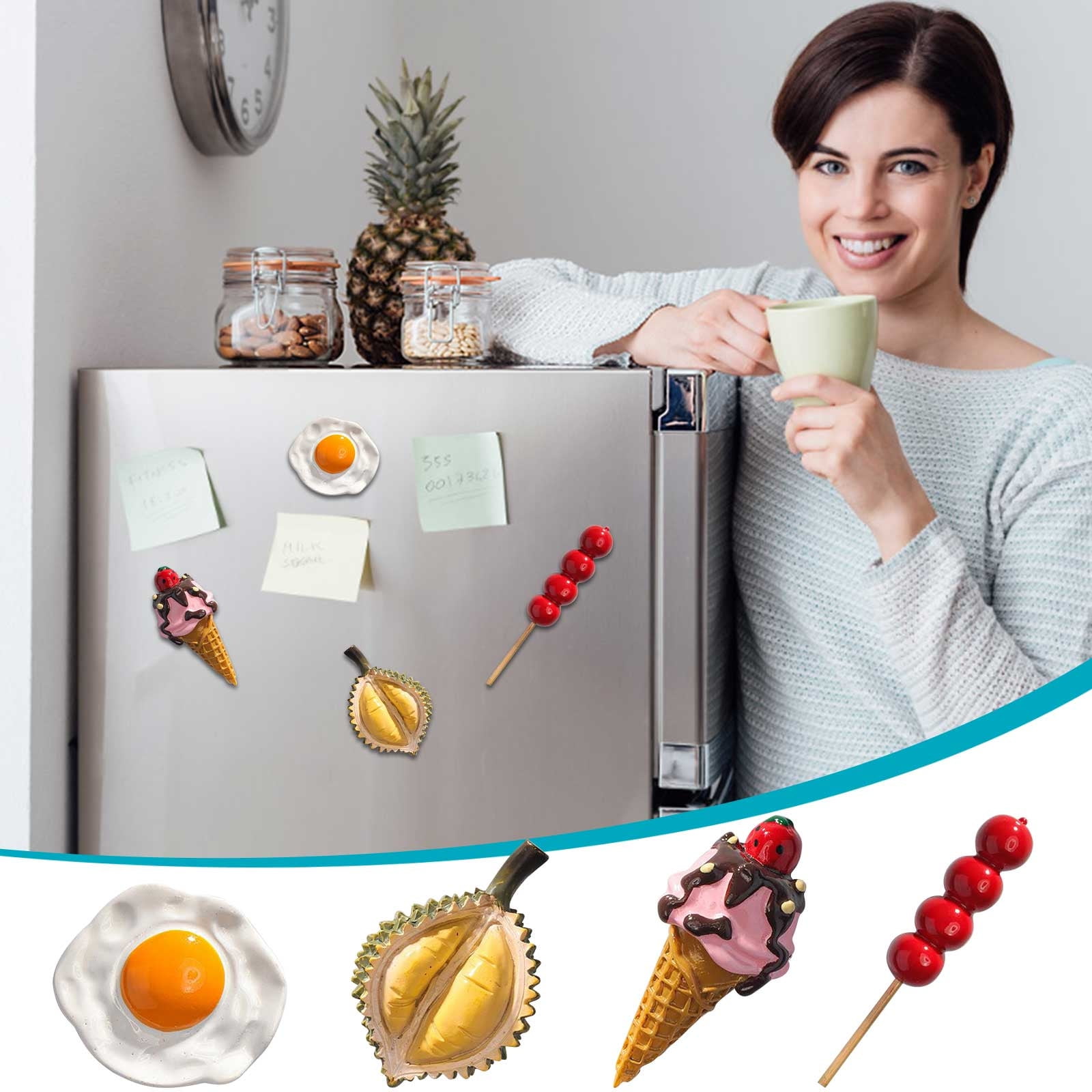 WDOBM Fridge Magnets,Refrigerator Stickers Snack Food Finished Three ...