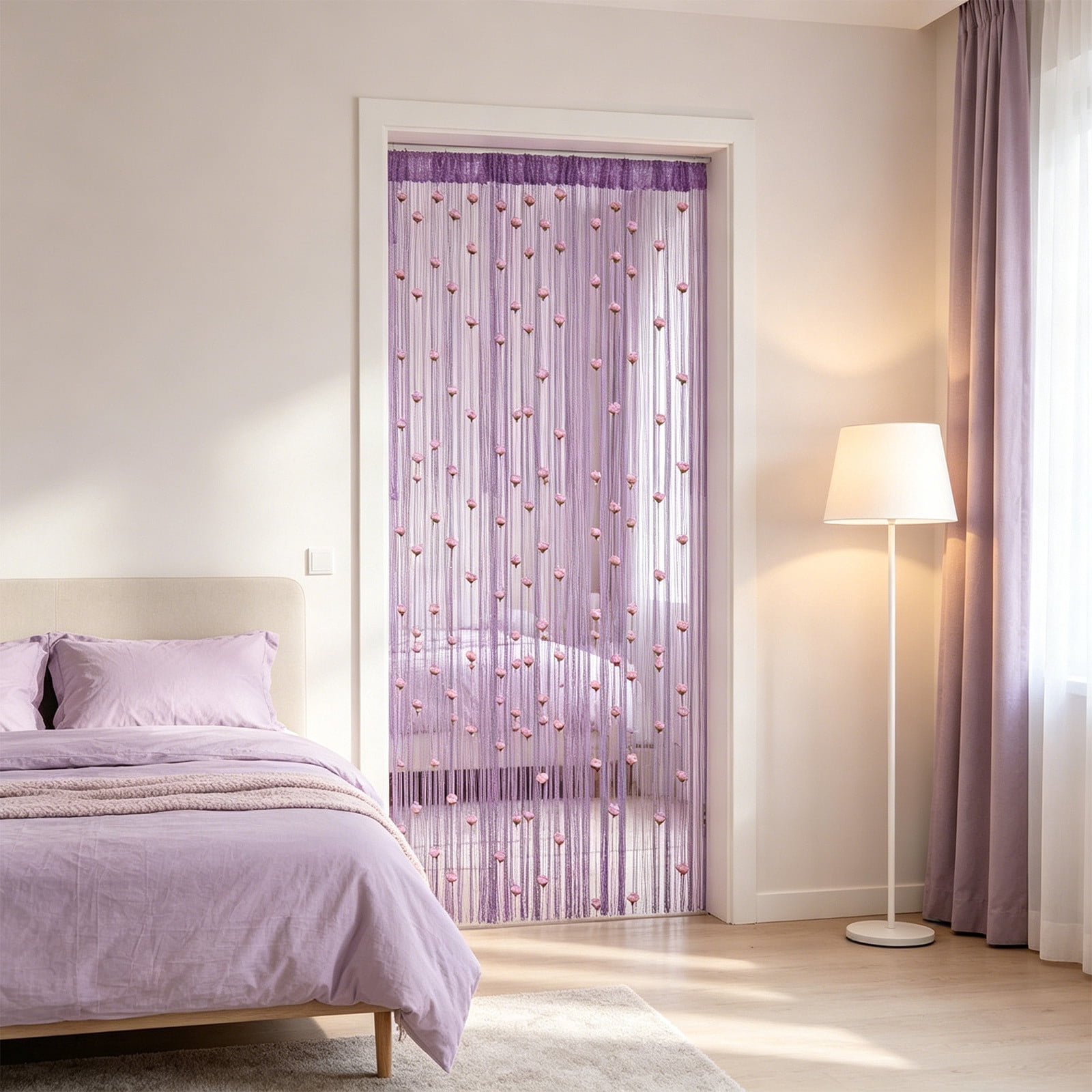 WDOBM Window Curtains, Privacy Curtains, 39x79in Rose Thread Beaded ...