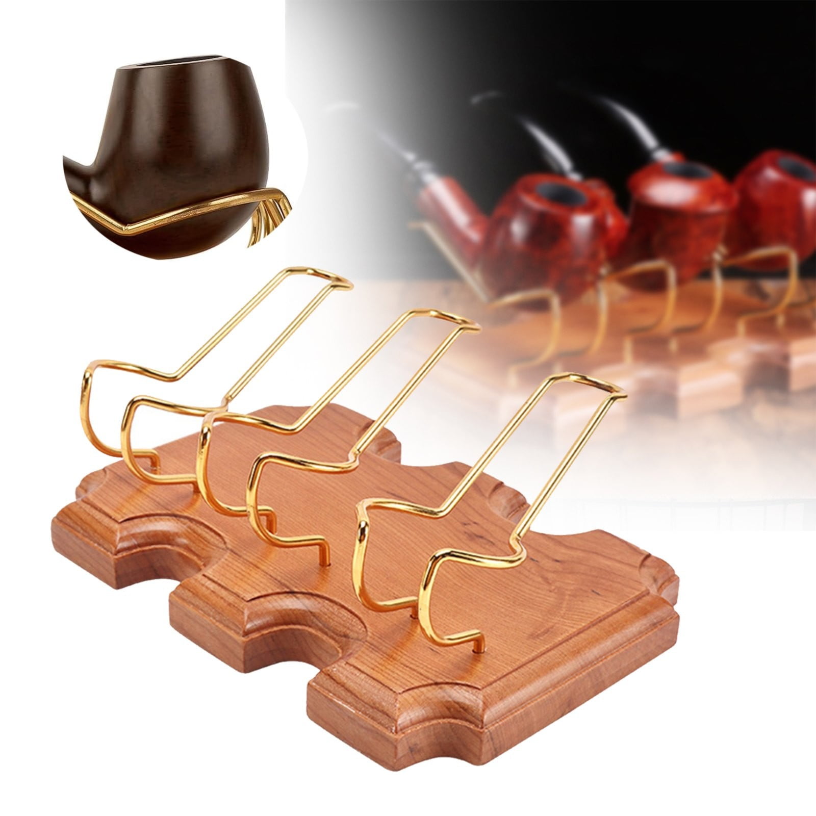 WDOEID 3-Position Solid Wood Gold Base Display Rack,Ideal for ...