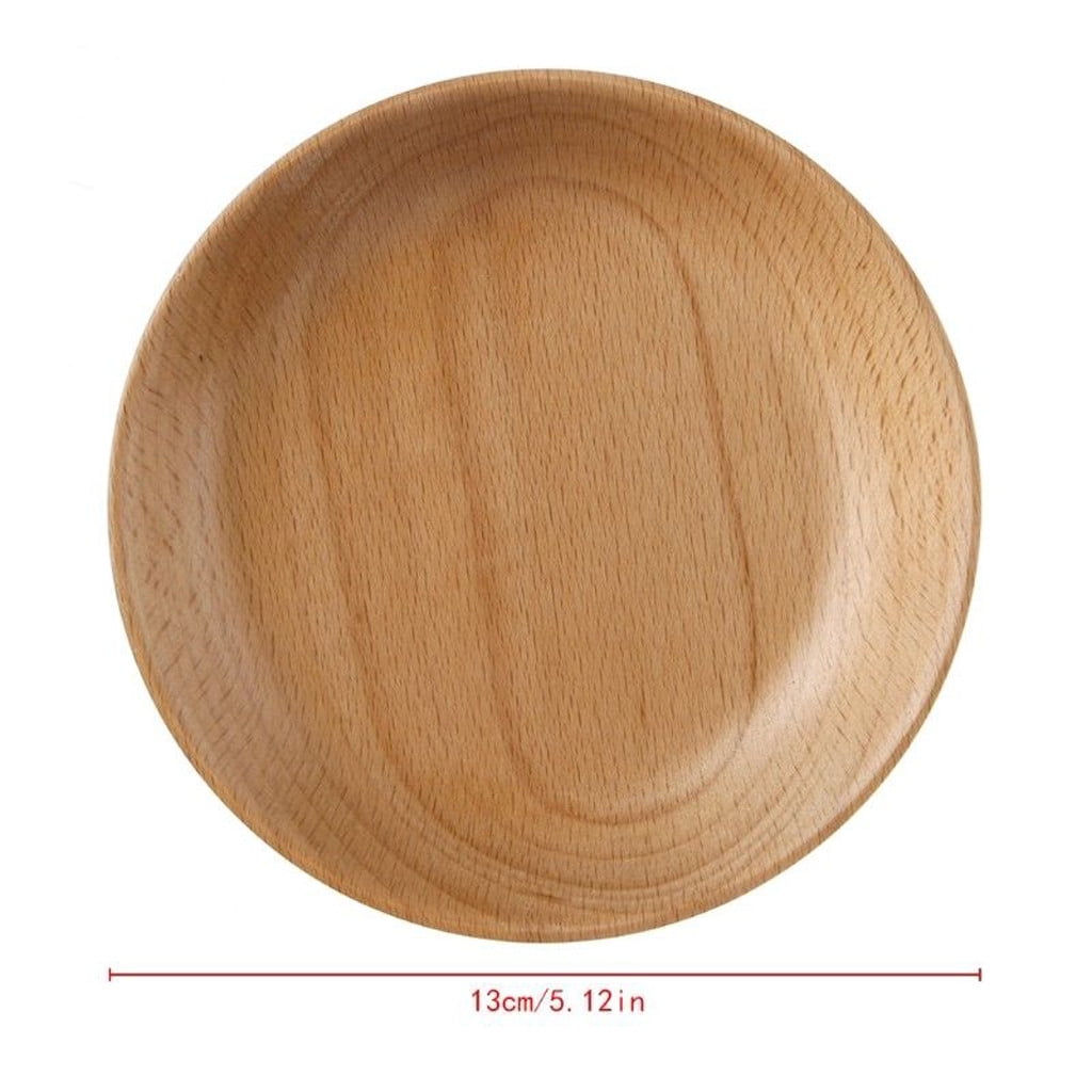 WDOEID Wooden Round Plates Fruit Cake Tea Coffee Dessert Dish Food ...