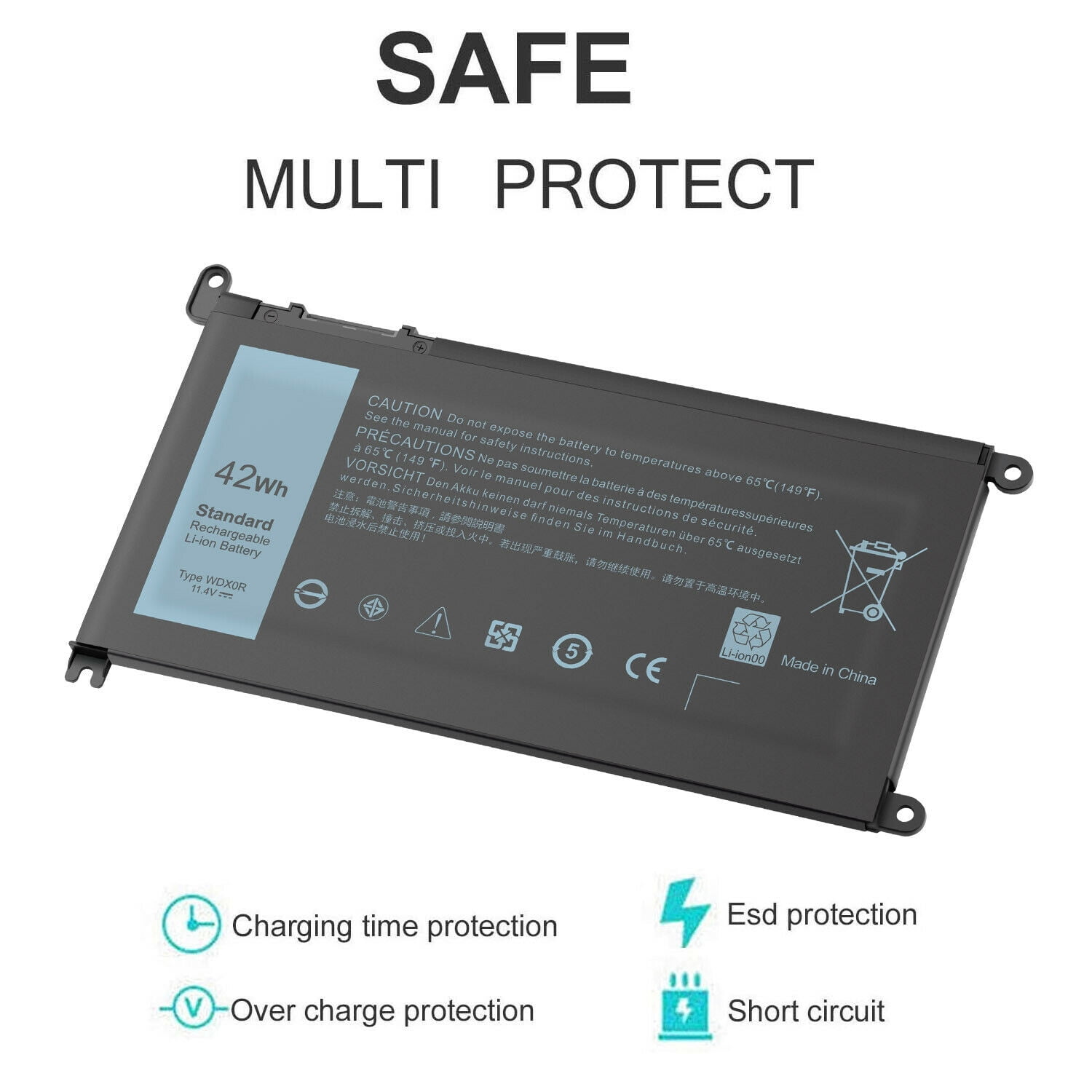 WDX0R WDXOR Replacement Laptop Battery for Dell Inspiron 13 15 5000 ...