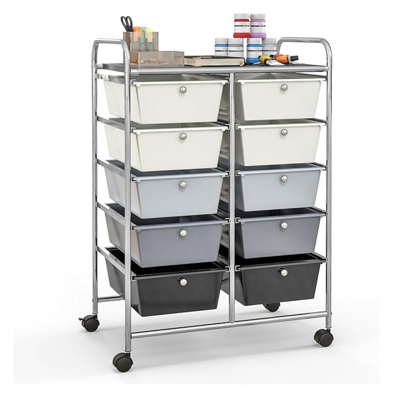 WDZS 10 Drawers Rolling Cart, Classroom Organizers, Storage Cart with ...