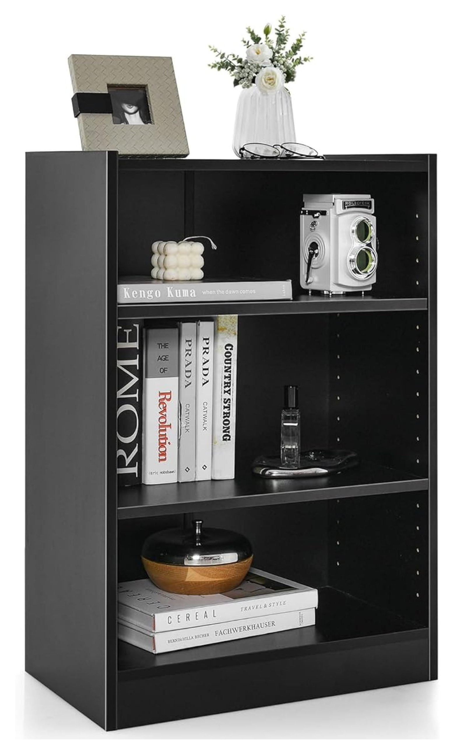 WDZS 3 Tier Bookcase, Floor Standing Open Bookshelf with 18-Position ...