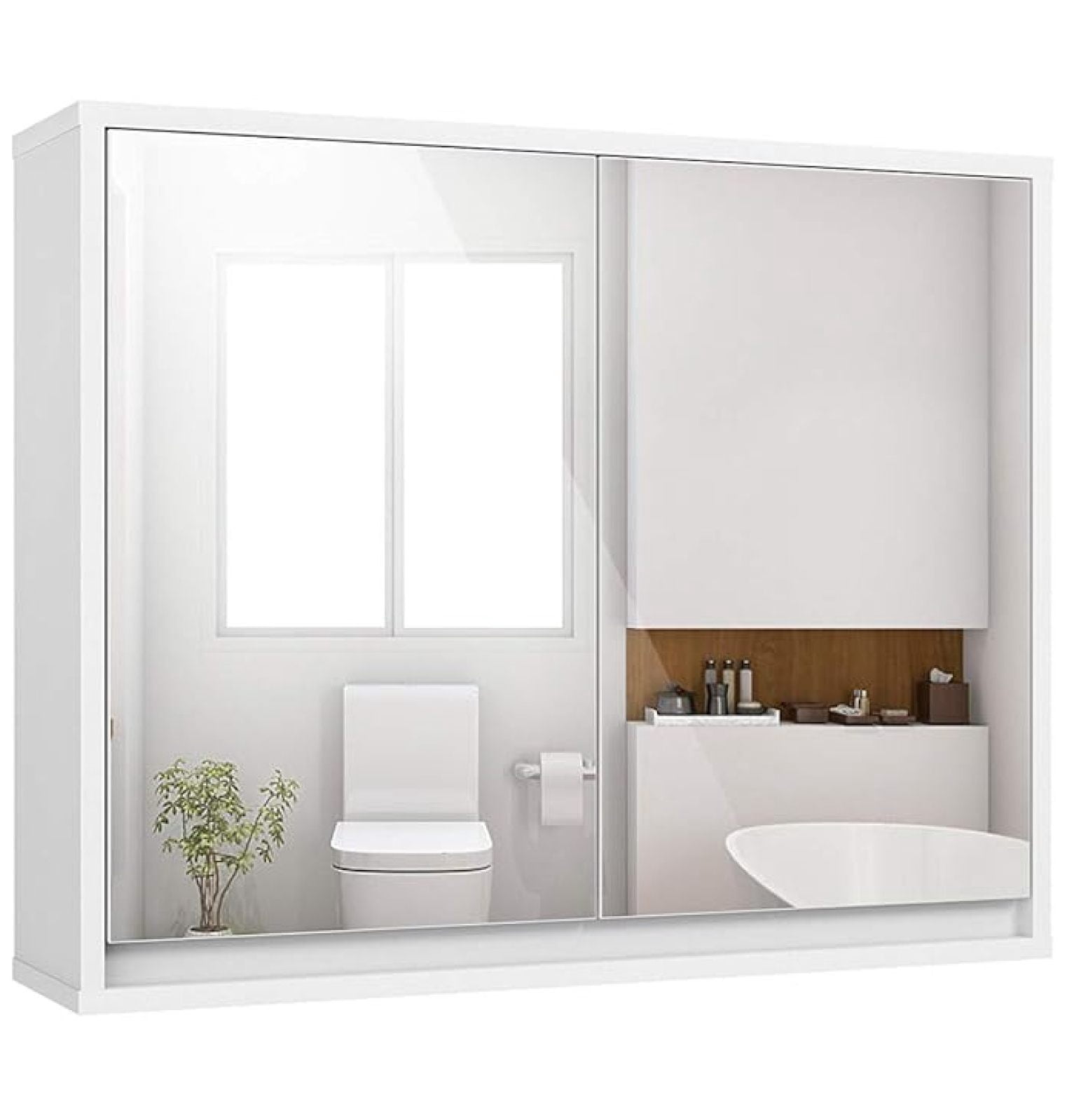 WDZS Bathroom Medicine Cabinet, 2-Tier Wall-Mounted Storage Cabinet ...