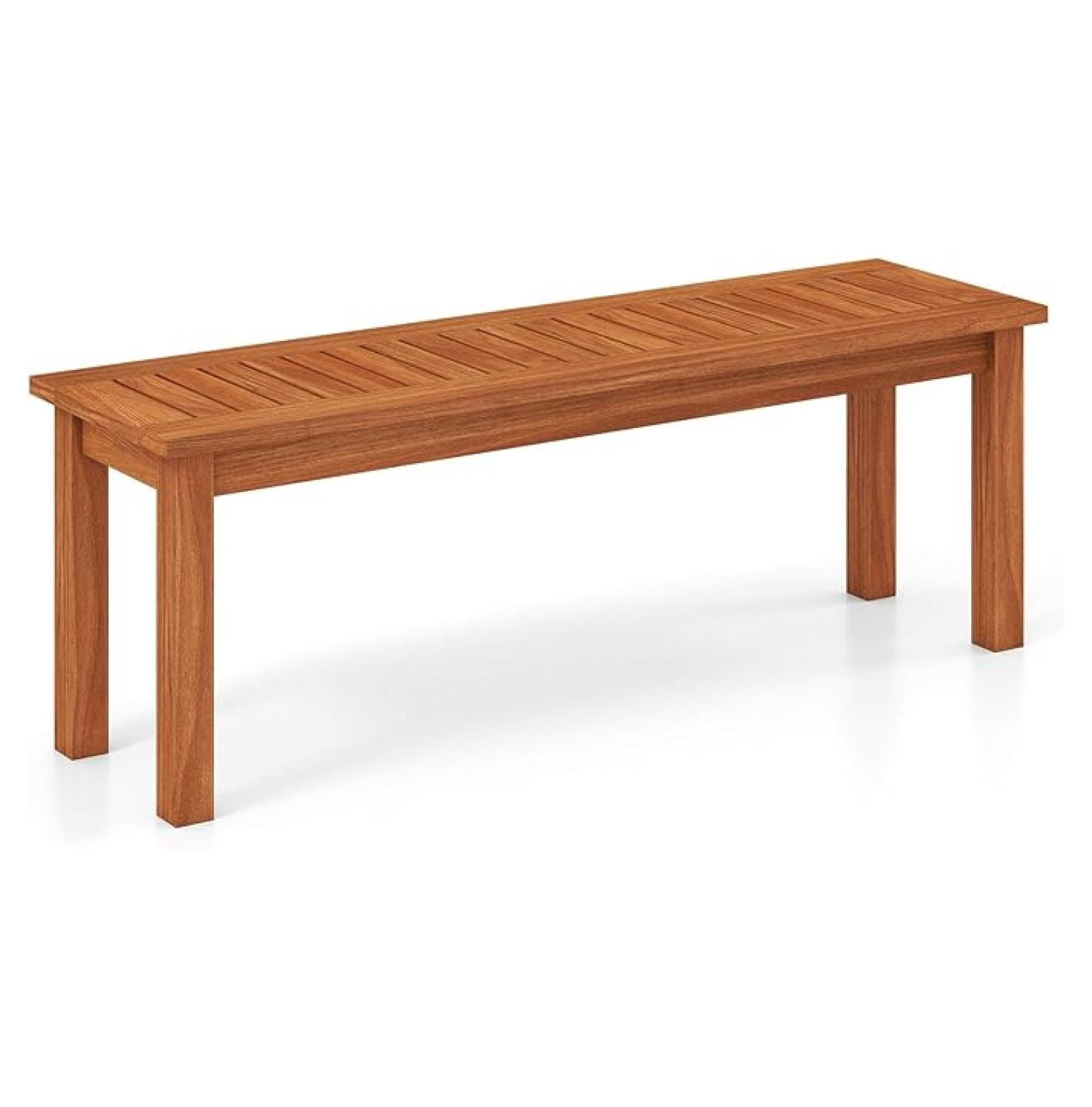 WDZS Outdoor Wood Bench, 2-Person Backless Patio Garden Bench with ...